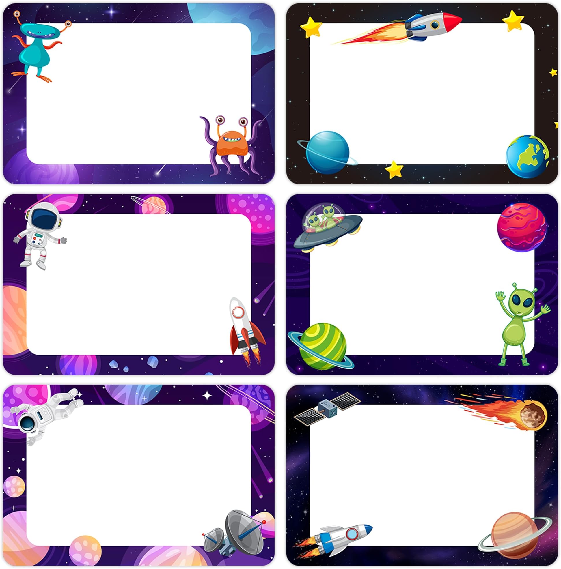 Amazon.com: Wonmon 180 PCS Outer Space Name Tags Stickers, Space Theme ...