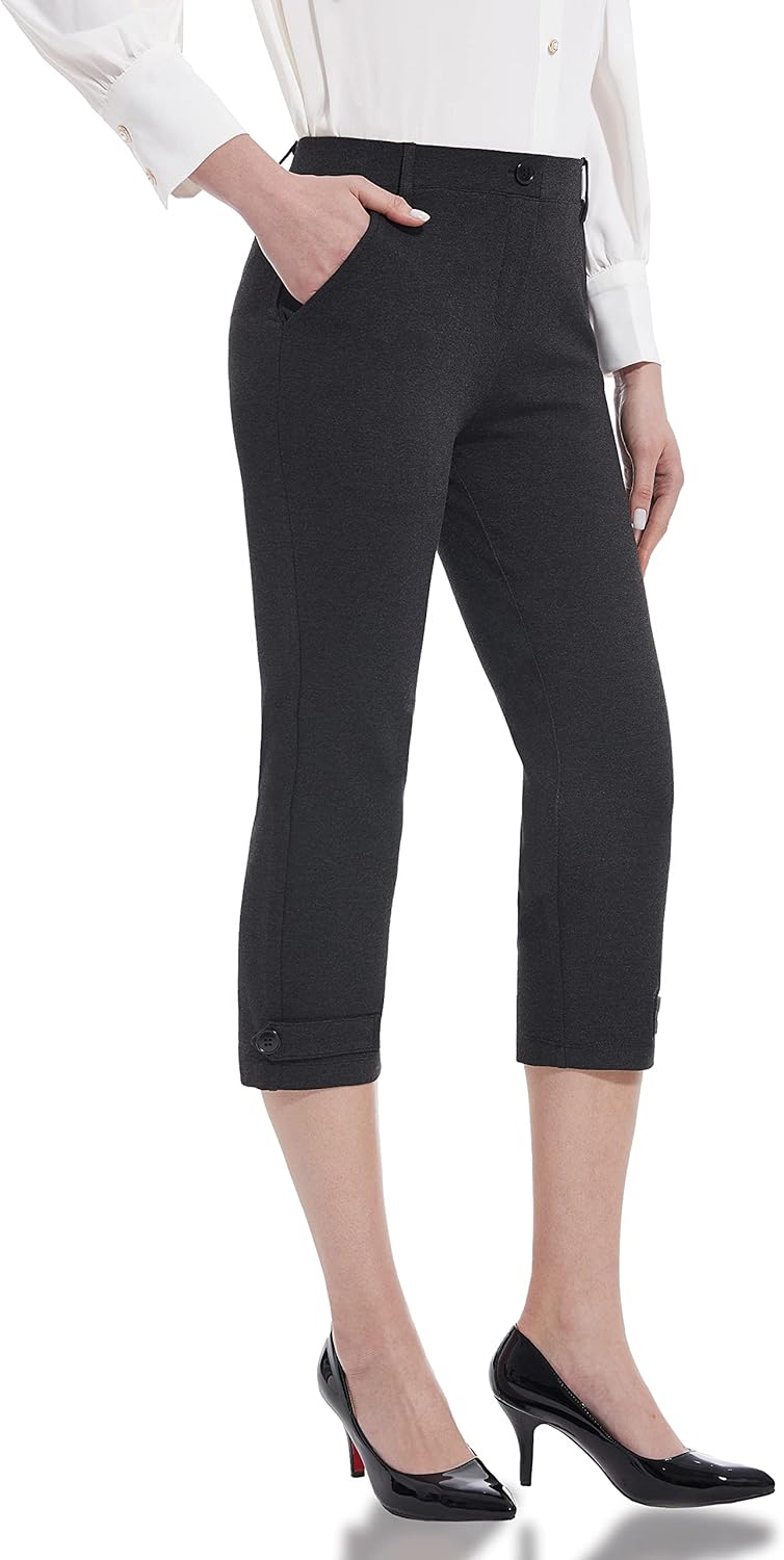 Tapata Women Capri Dress Pants Wear to Work Stretchy Business Casual ...