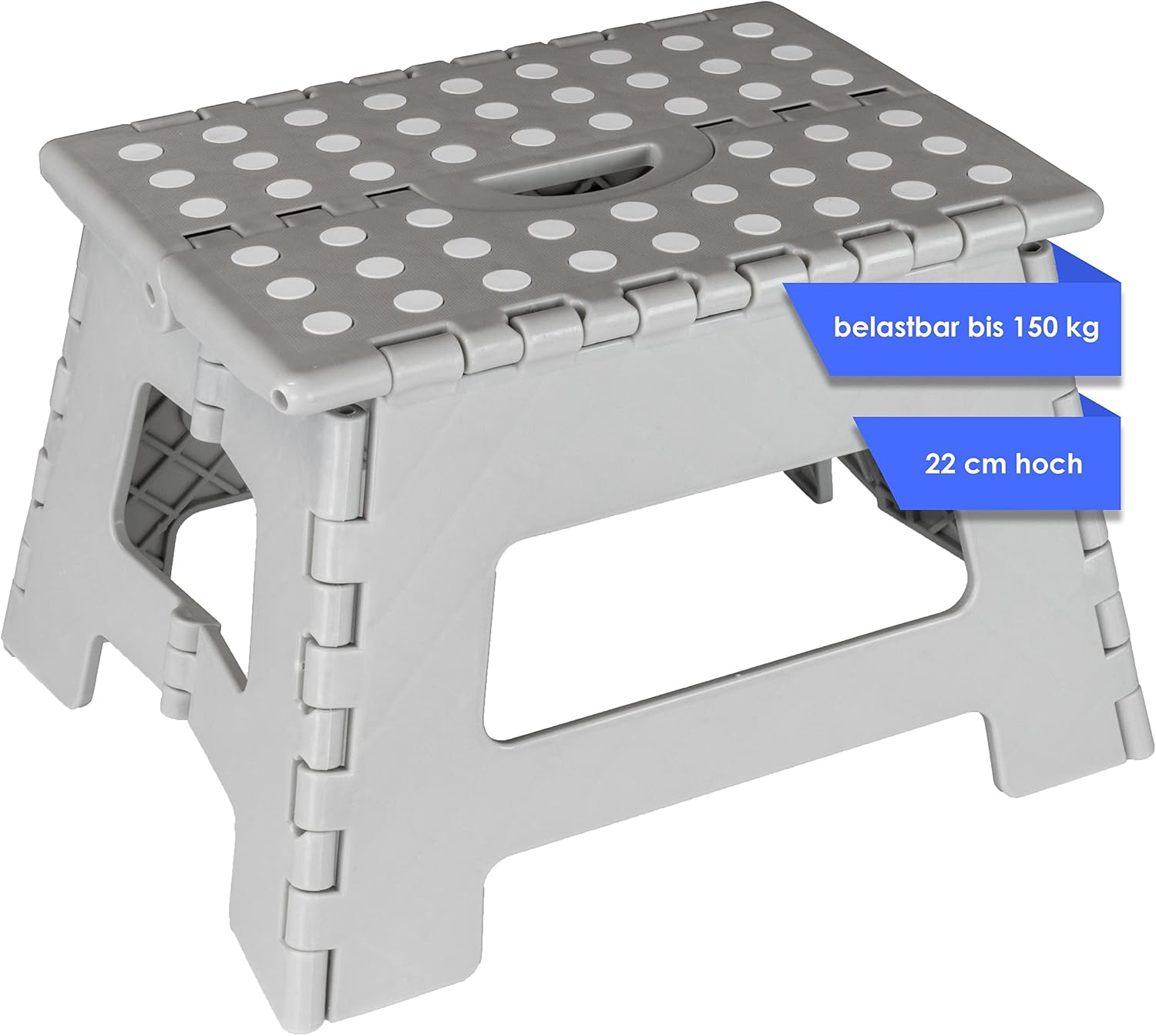 Deco4Me Tritthocker klappbar 22 cm hoch, belastbar bis 150 kg, 1 Stufe ...