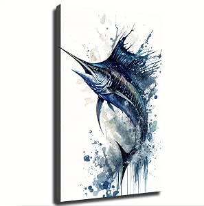 Amazon.com: watercolored sailfish Sea Fish Painting Blue Marlin Fishing ...