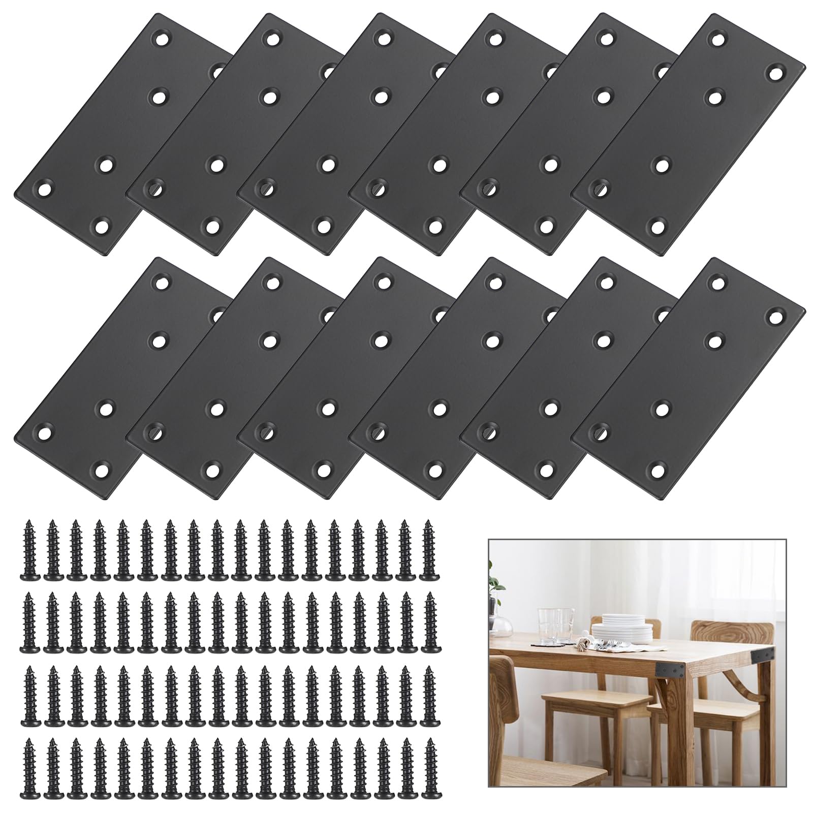 Amazon.com: Sumnacon Mending Plate-12Pcs Stainless Steel Flat Plates ...