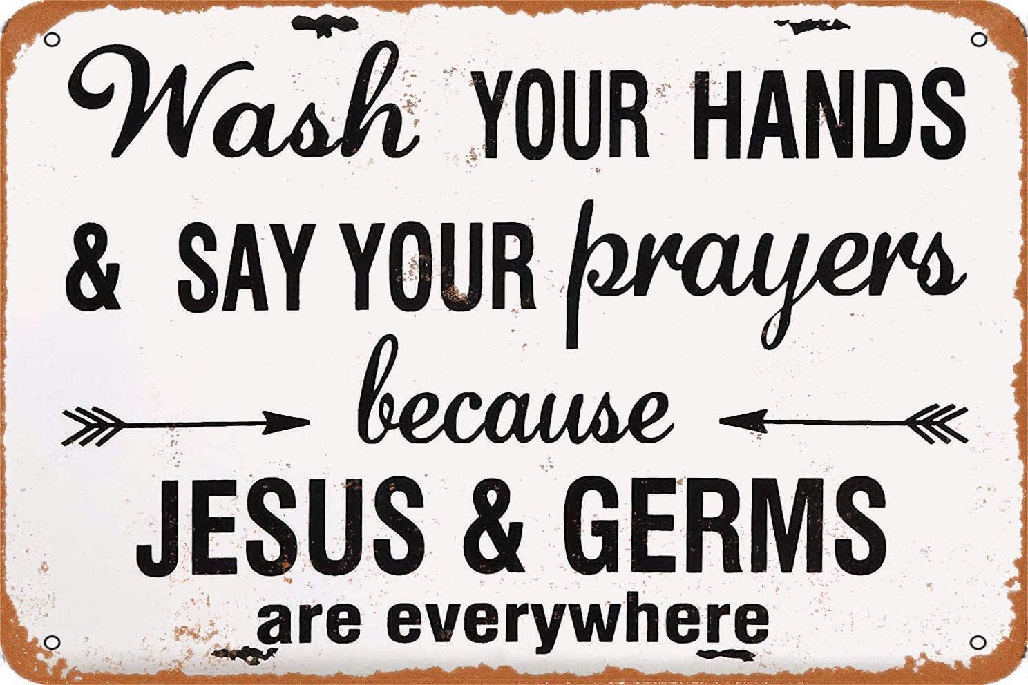 Amazon.com: Wash Your Hands And Say Your Prayers Vintage Metal Aluminum ...