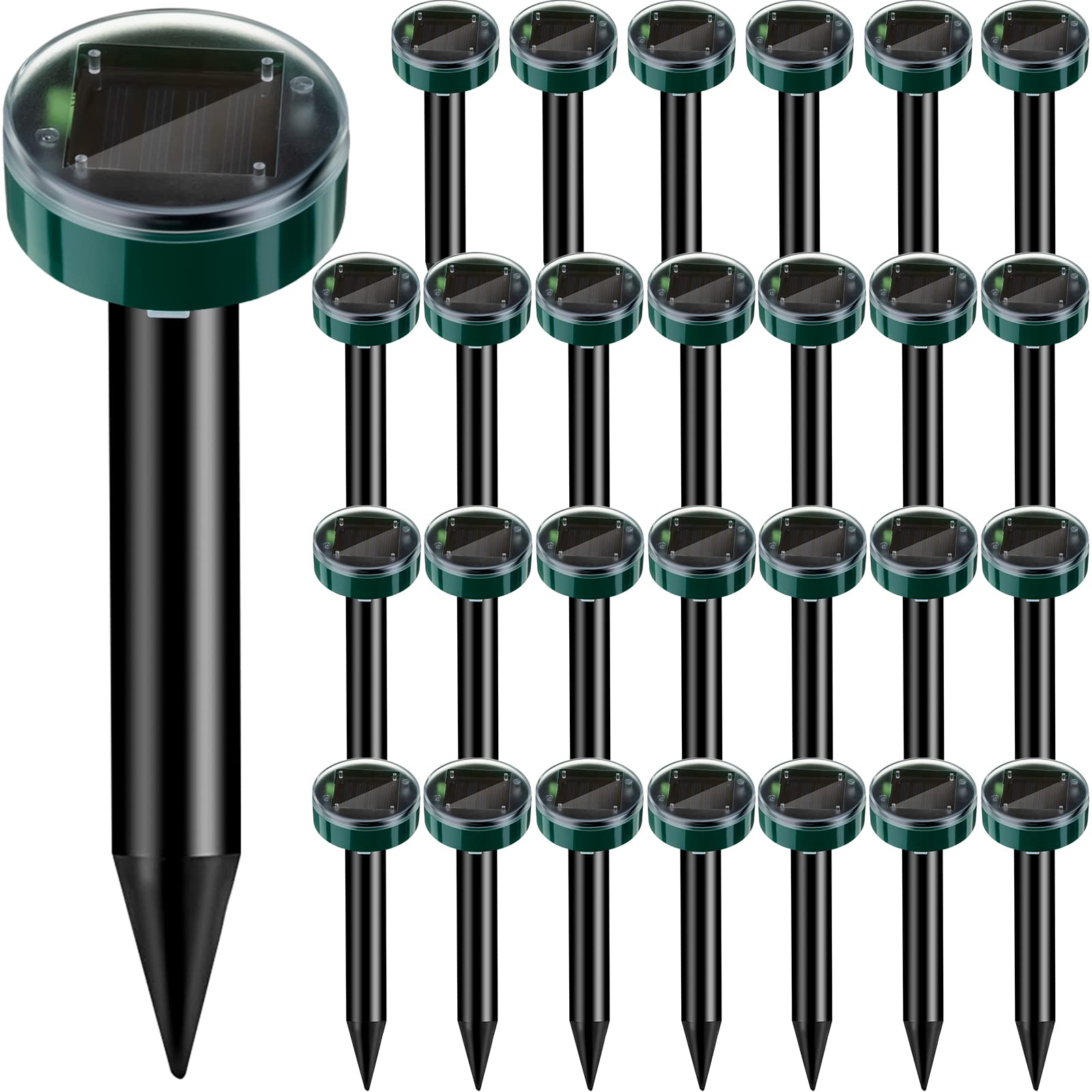 28 Pieces Solar Mole Repellent Ultrasonic Outdoor Gopher Deterrent ...