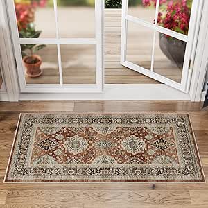 Dripex Washable Mat for Entryway 60x110cm, Red Vintage Rug for Front ...
