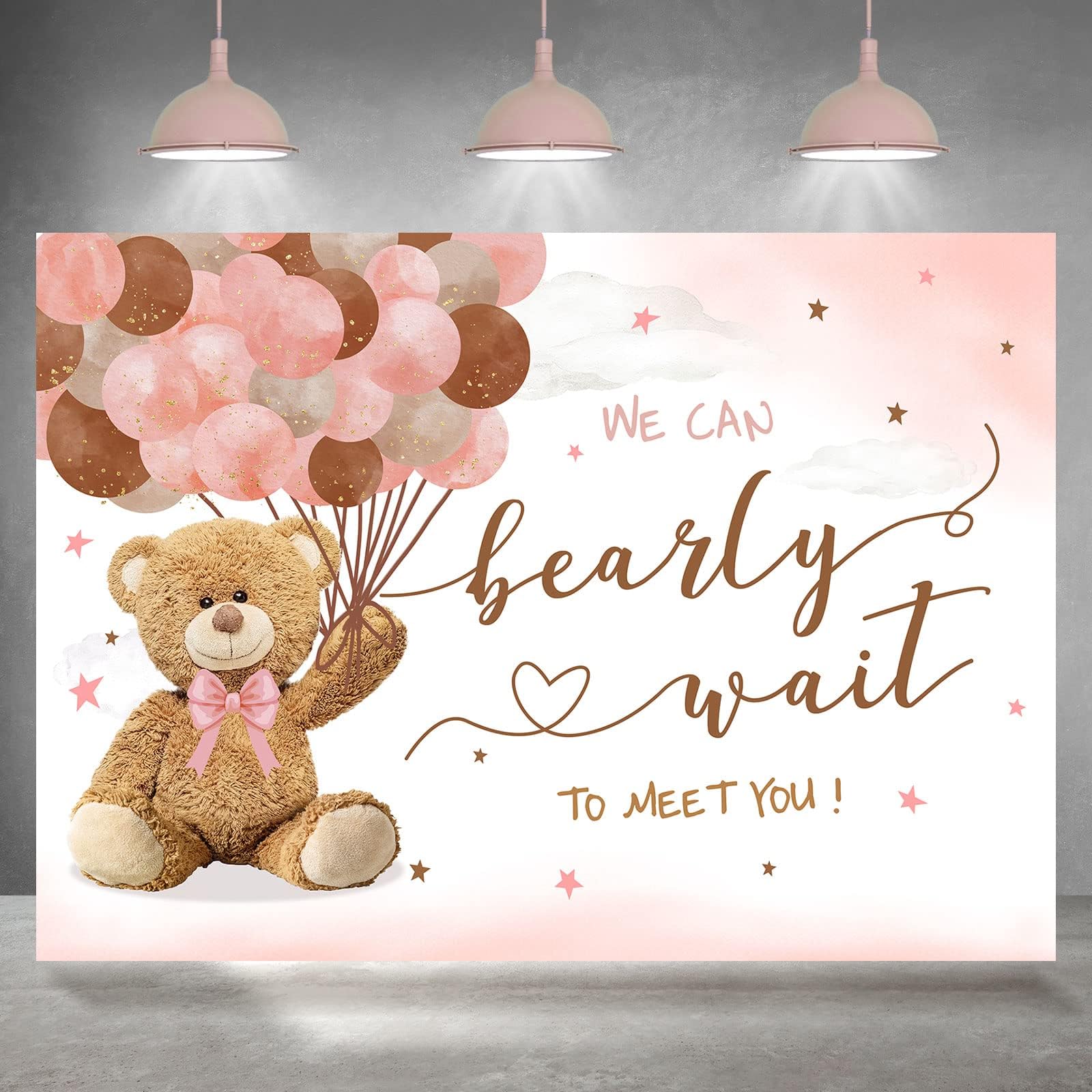 Amazon.com : MEHOFOND 7x5ft Bear Girl Baby Shower Backdrop We Can ...