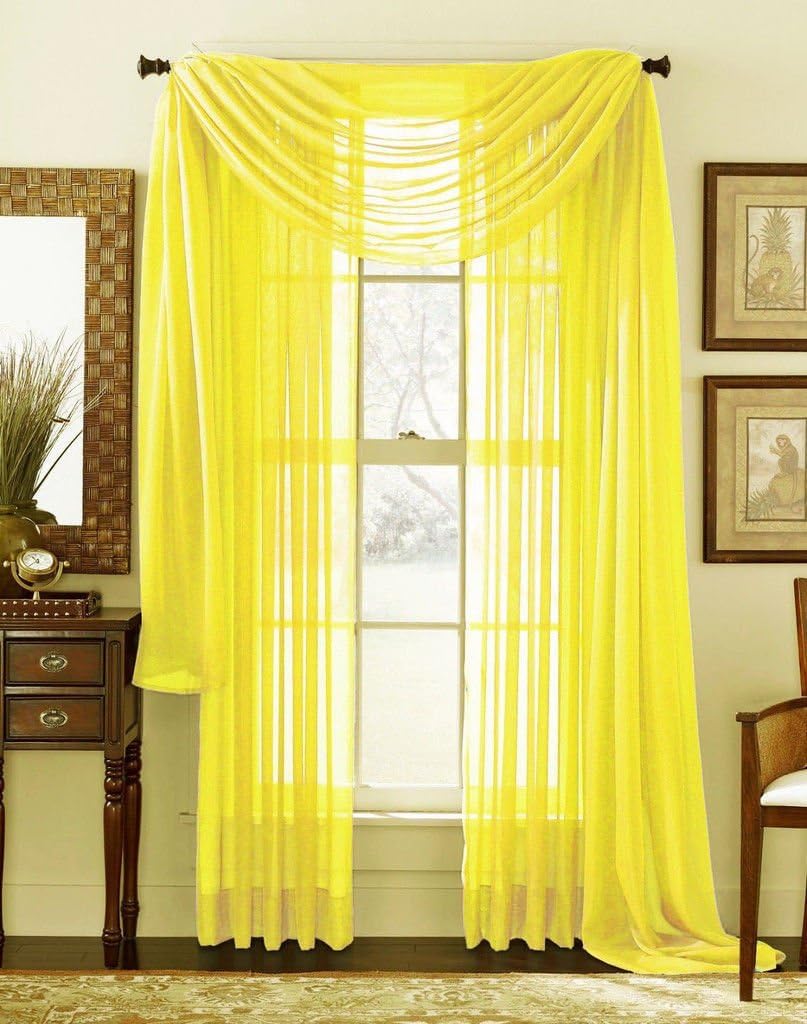 Amazon.com: Empire Home Unlimited Solid Wide Window Sheer Scarf - 54 ...