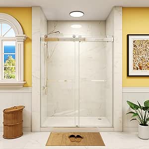 MCOCOD 68-72" W x 72" H Frameless Shower Door with Soft Close System, 3/8" (10mm) Clear SGCC ...