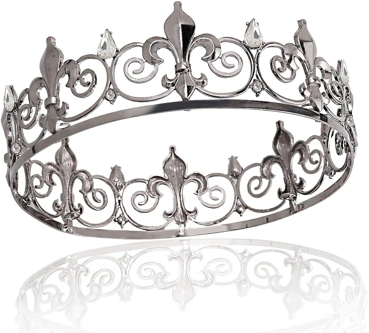 Royal Full King Crown Metal Crowns And Tiaras For Men Cosplay Wedding ...