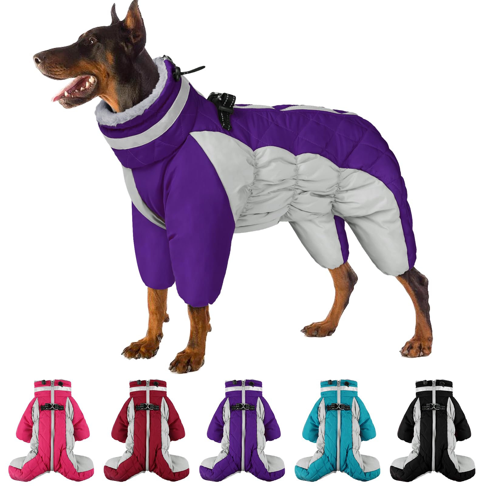Amazon.com : SUNFURA Four Legged Dog Coat Warm Fleece Dog Jacket ...