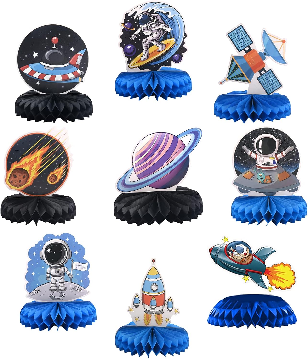 Amazon.com: QQNYJS 9pcs Outer Space Themed Honeycomb Centerpieces ...