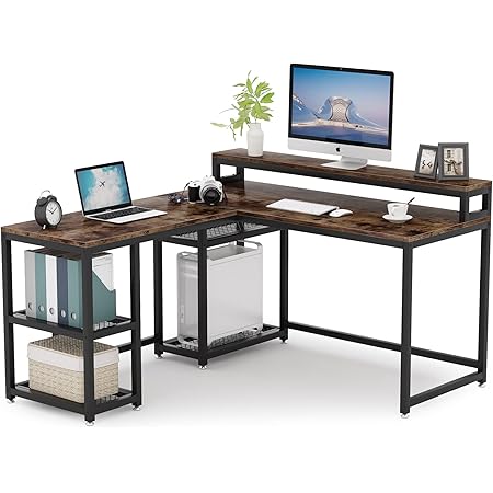 Amazon.com: Tribesigns Reversible L Shaped Computer Desk with Storage ...