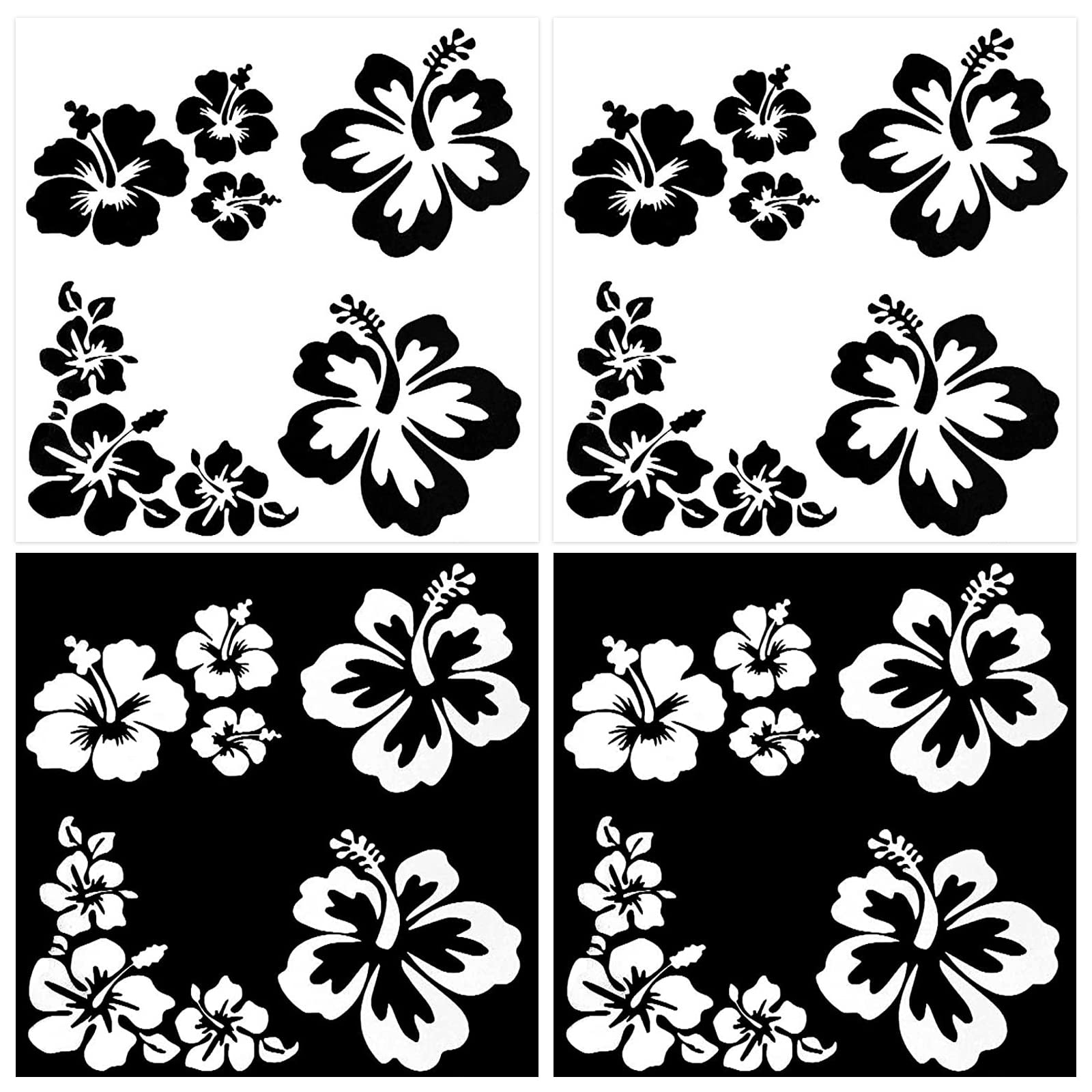 Amazon.com: GORGECRAFT 2 Color 4 Sheets Hibiscus Flower Car Sticker ...