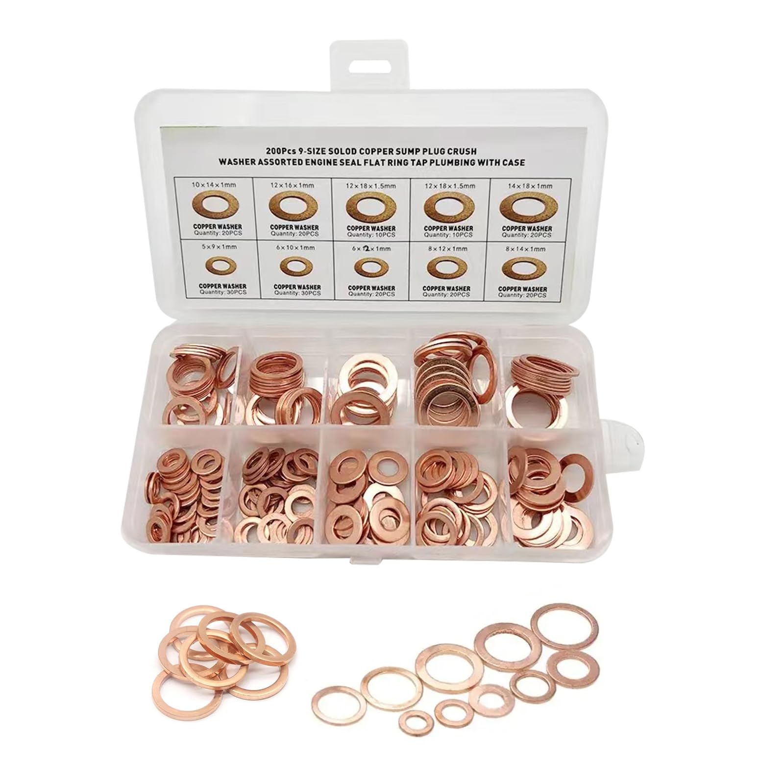 Amazon.com: 200 Pcs Crush Washer,Copper Washers, Copper Metric Sealing ...
