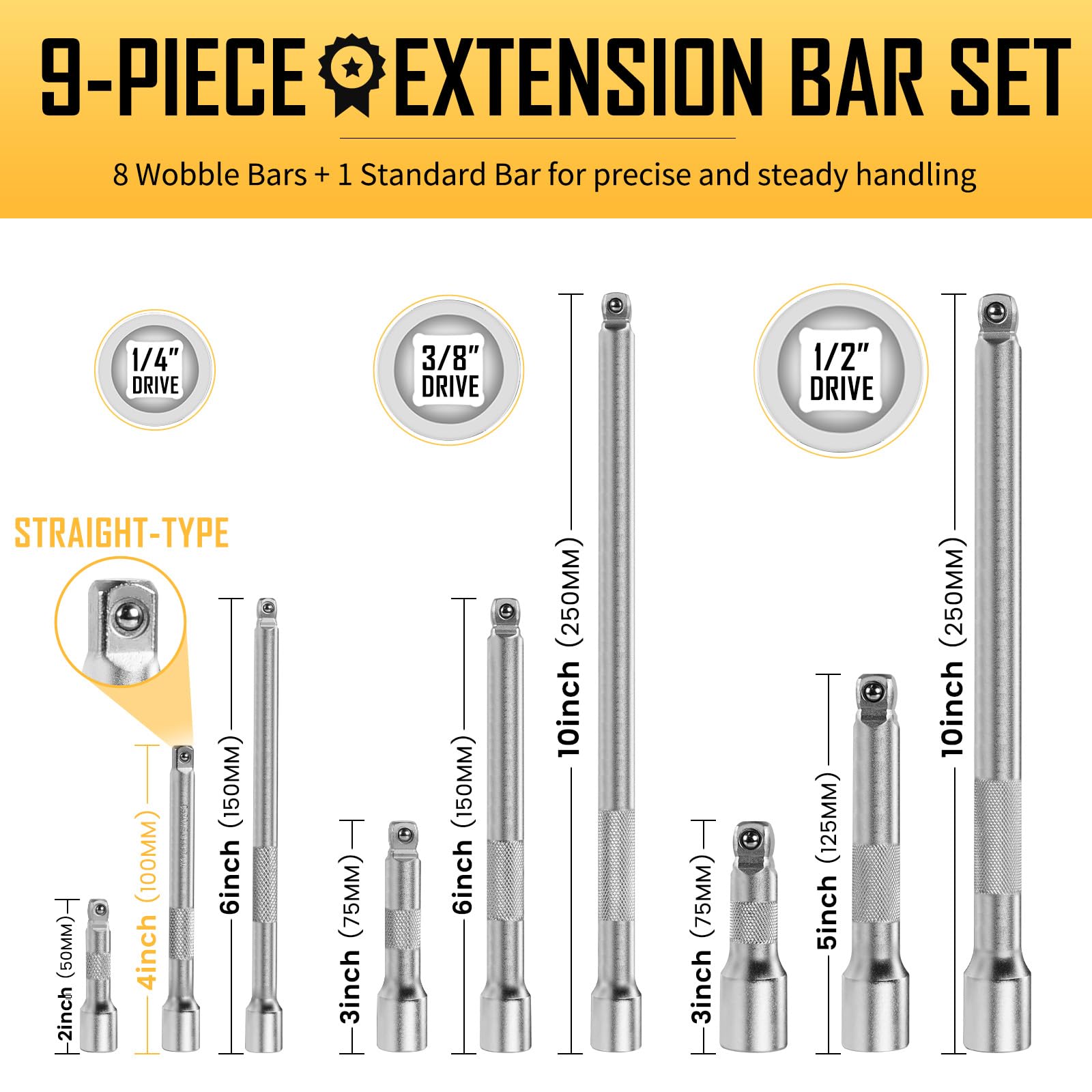 Snapklik.com : BOEN 9 Pieces Wobble Extension Bar Set