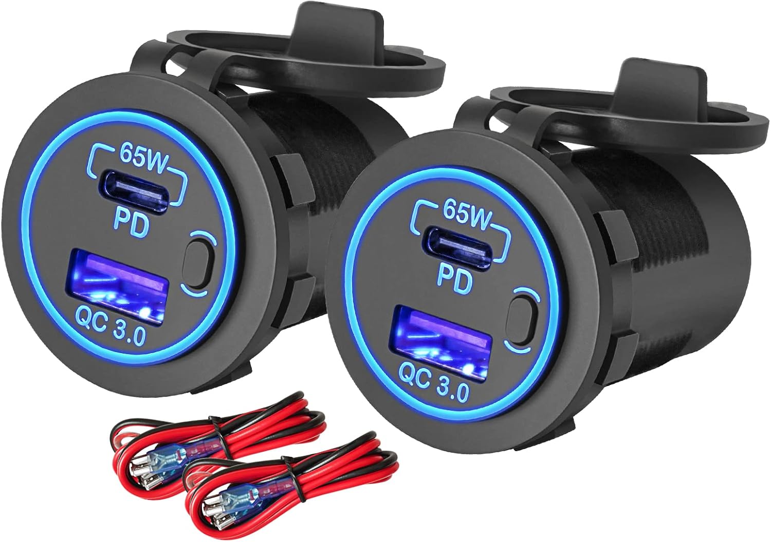 Amazon.com: KMORET 2 Pack 12V USB Outlet Laptop Charger 65W USB-C PD3.0 ...