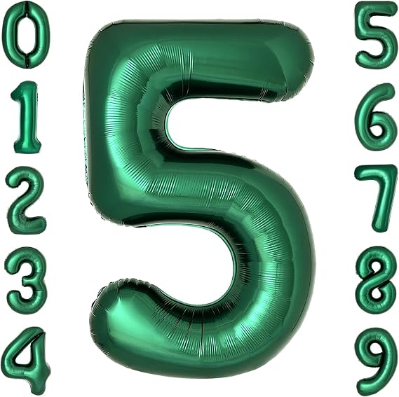 Amazon.com: Dark Green Number 5 Balloons Large Emerald Green Number ...