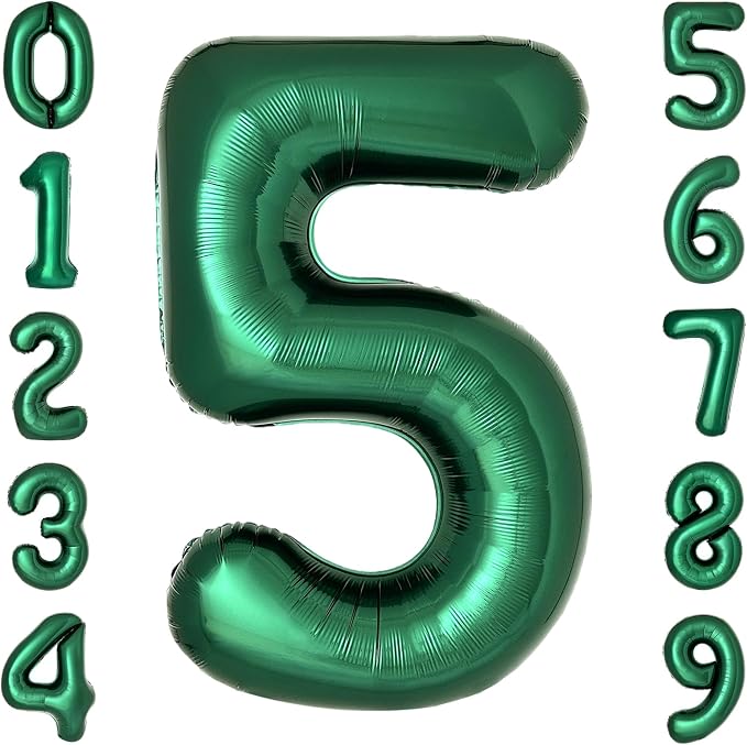 Amazon.com: Dark Green Number 5 Balloons Large Emerald Green Number ...