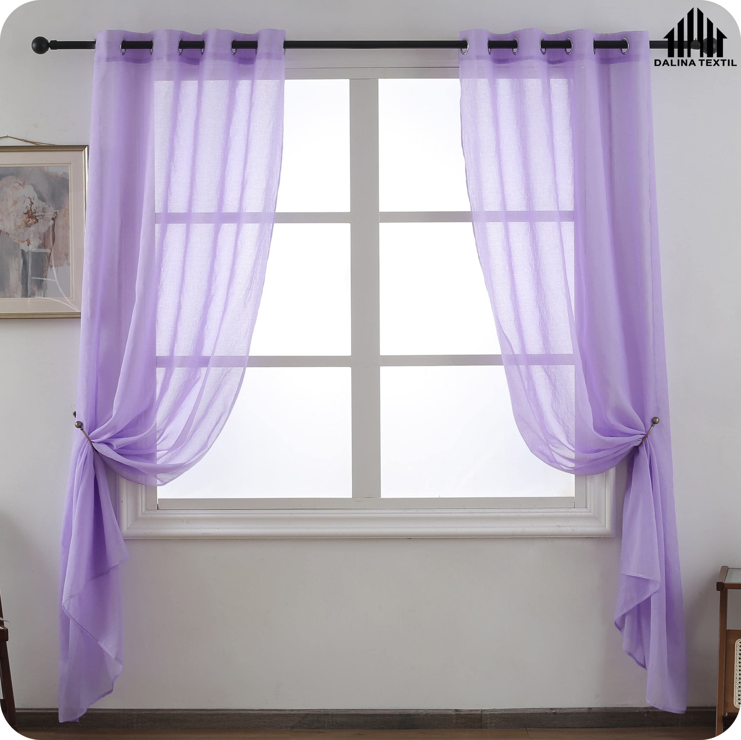Cortinas Transparentes De Color Lila Cortina De Tul De Gasa De