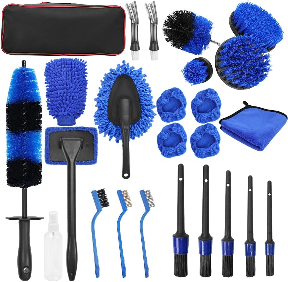 KCB Juego de 21 Cepillos para Limpiar el Auto, Kit de Cepillos para ...