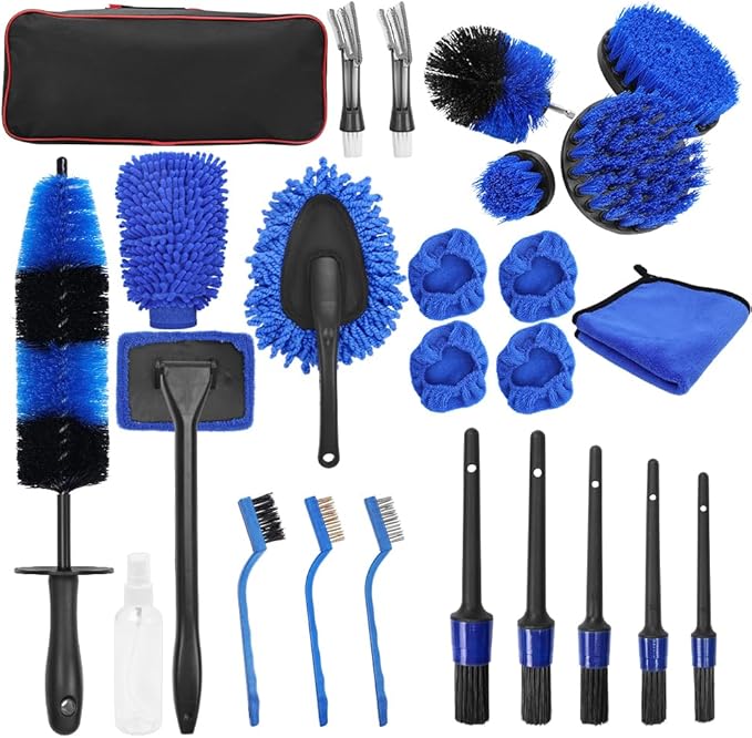Daladen Kit de Limpieza para Auto, 25PCS Kit de Cepillo de Limpieza de ...