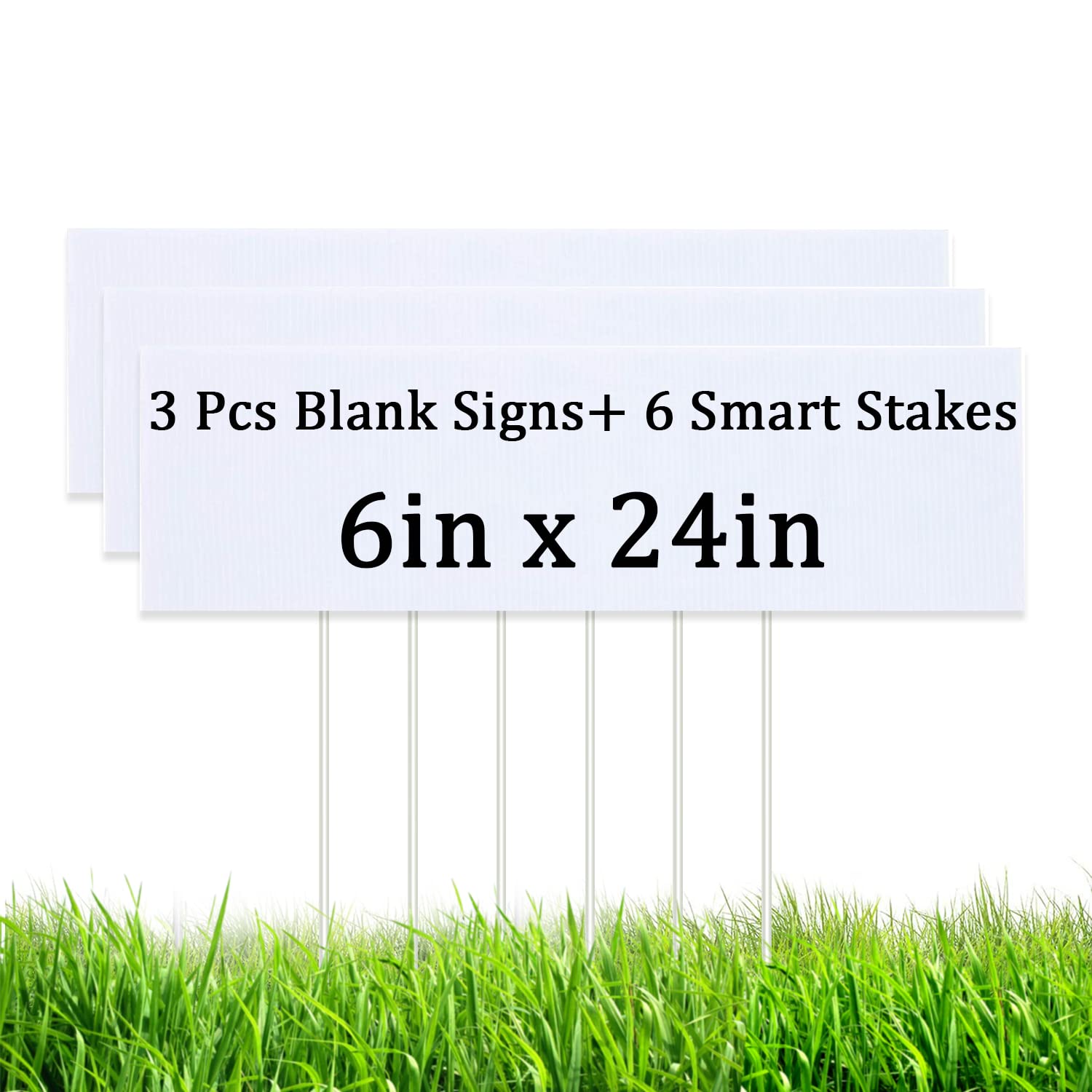 Snapklik.com : 3PCS Blank Yard Signs 6" X24" - Lawn Sign