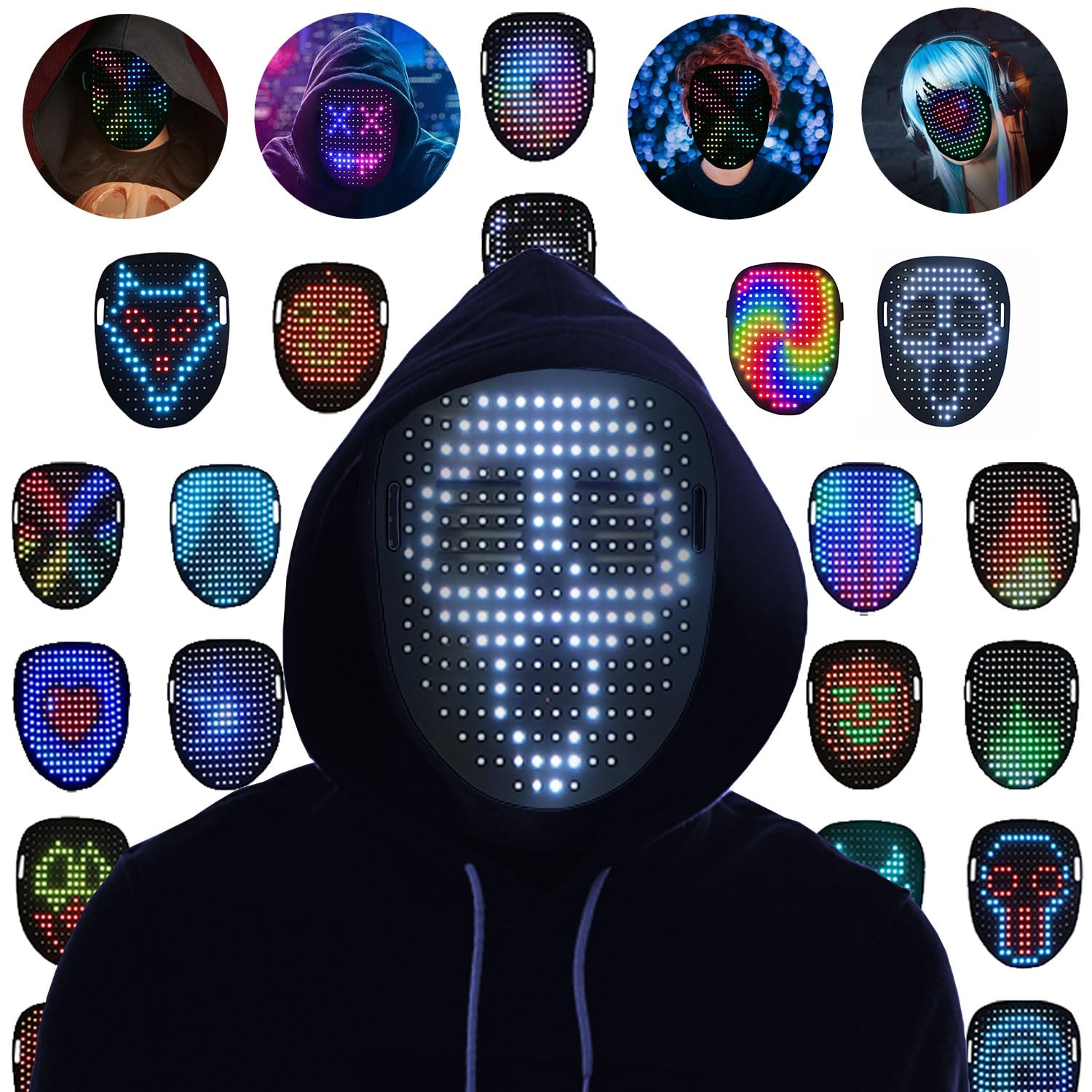 Amazon.com: MEGOO Led Mask with Gesture Sensing Transforming,Light Up ...