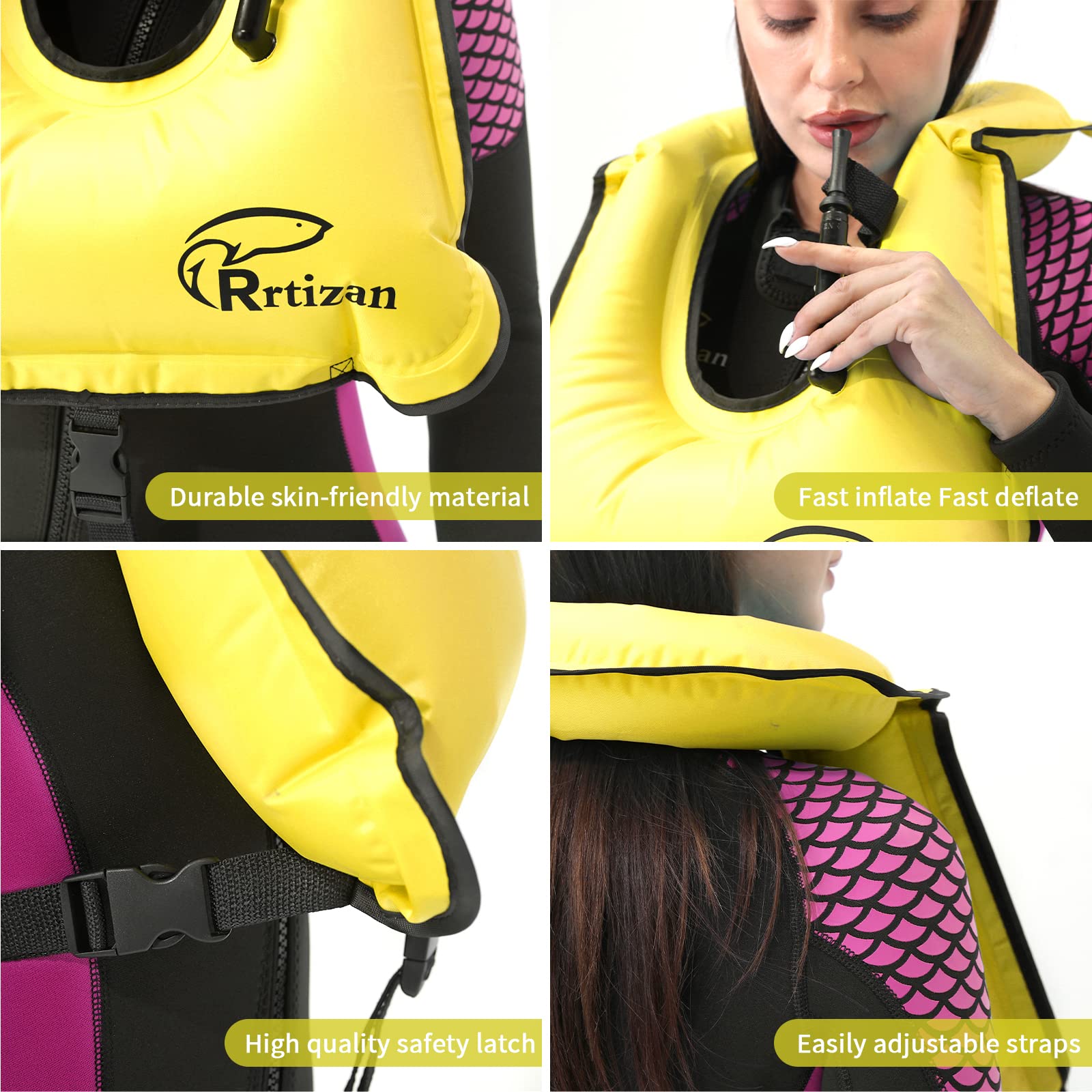 Snapklik.com : Rrtizan Snorkel Vest, Adults Portable Inflatable Swim ...