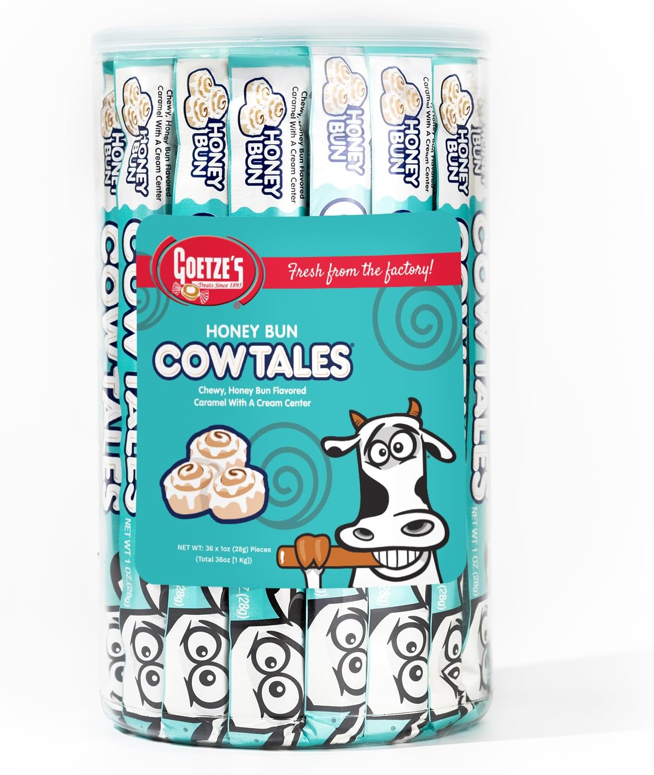 Amazon.com : Goetze's Candy Honey Bun Cow Tales - 2.25 Pound Canister ...