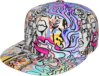 Luirioe Graffiti Art Baseball Cap,Funny Print Adjustable Flat Bill Brim ...