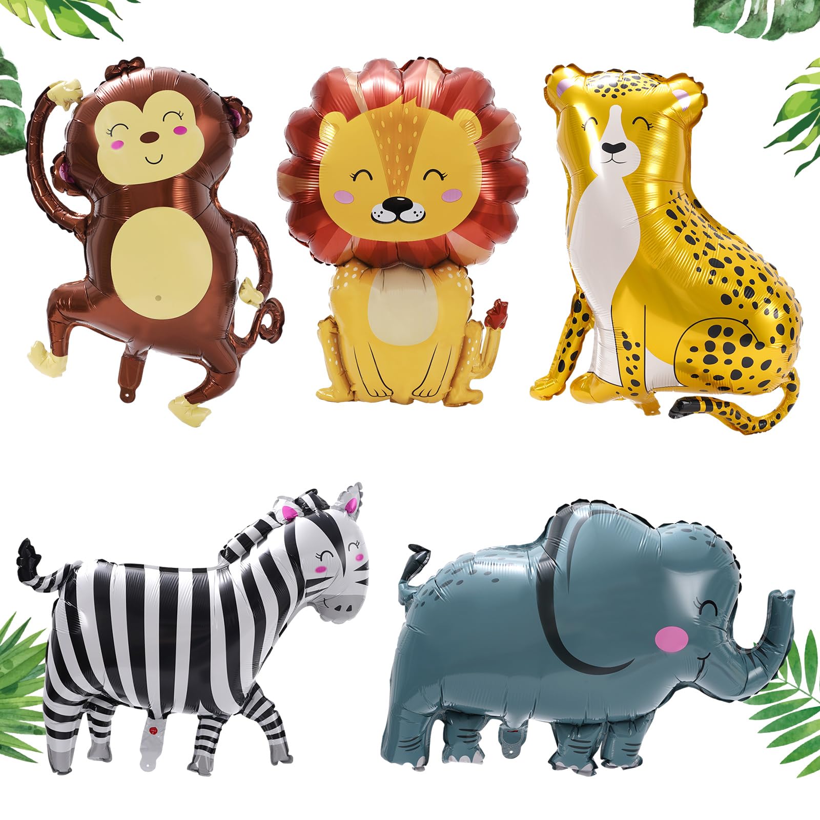 Amazon.com: Whaline 10Pcs Jungle Animal Balloons Lion Monkey Elephant ...