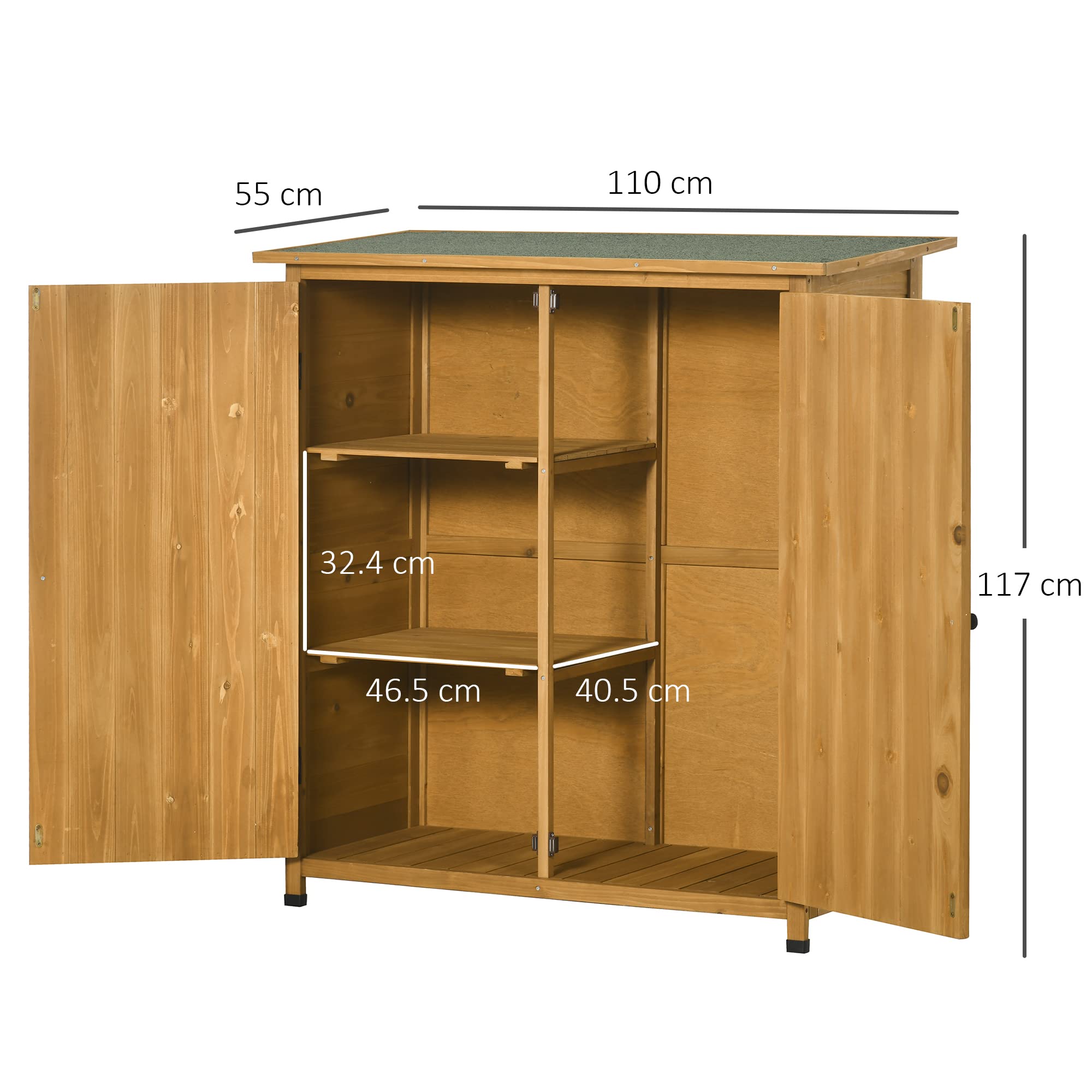 Outsunny Garden Shed Wooden Garden Storage Shed Fir Tool Cabinet ...