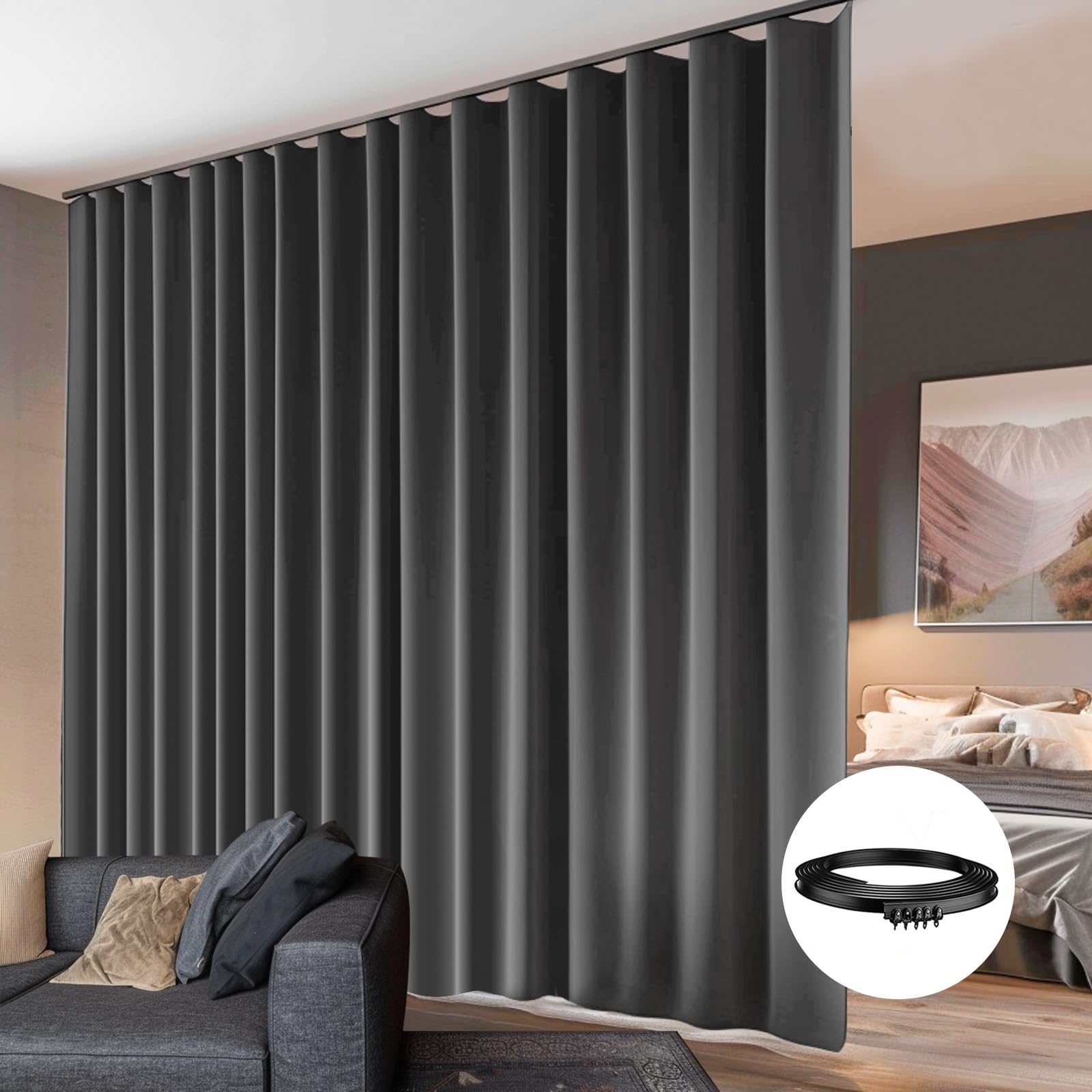 Amazon.com: hoeflife Room Dividers Blackout Curtains Track Ceiling ...