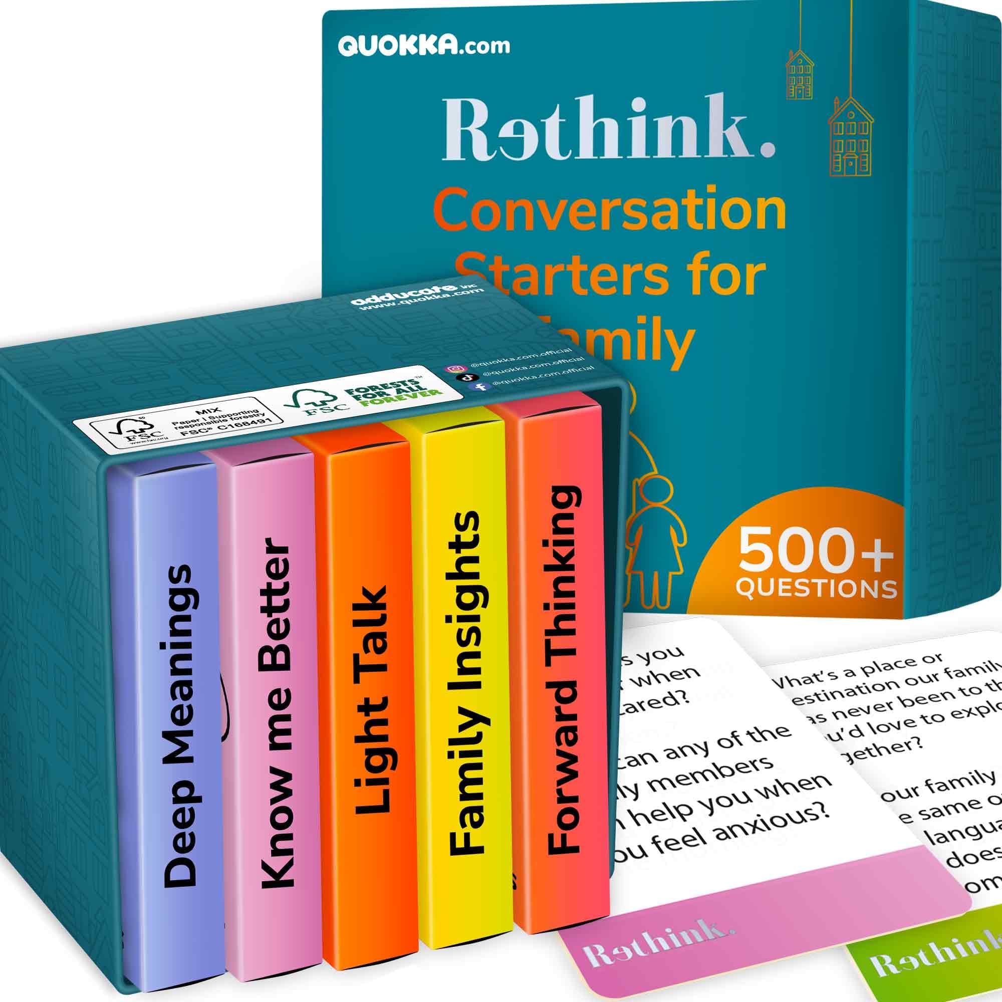 Amazon.com: QUOKKA Conversation Cards Game - Family Edition | 500 Questions | Premium Version ...