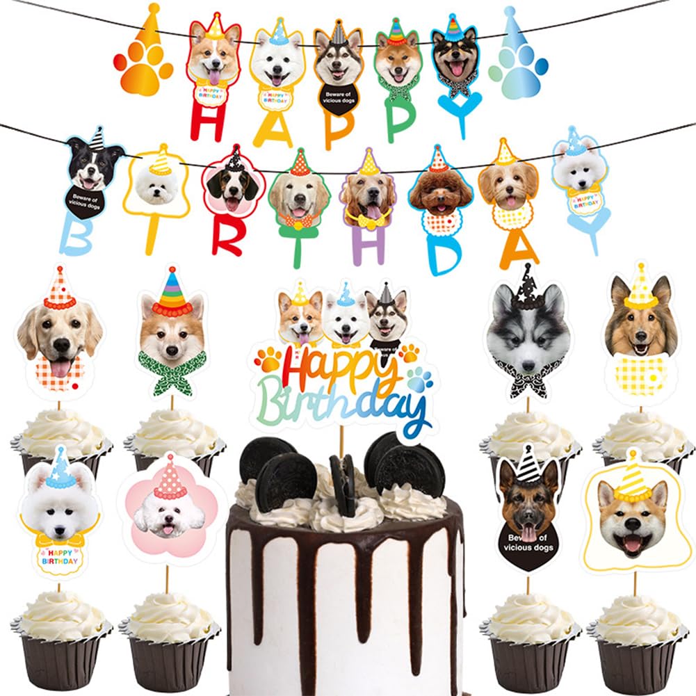 24Pcs Dog Themed Party Decoration Set,Birthday Decorations Doggy Theme ...