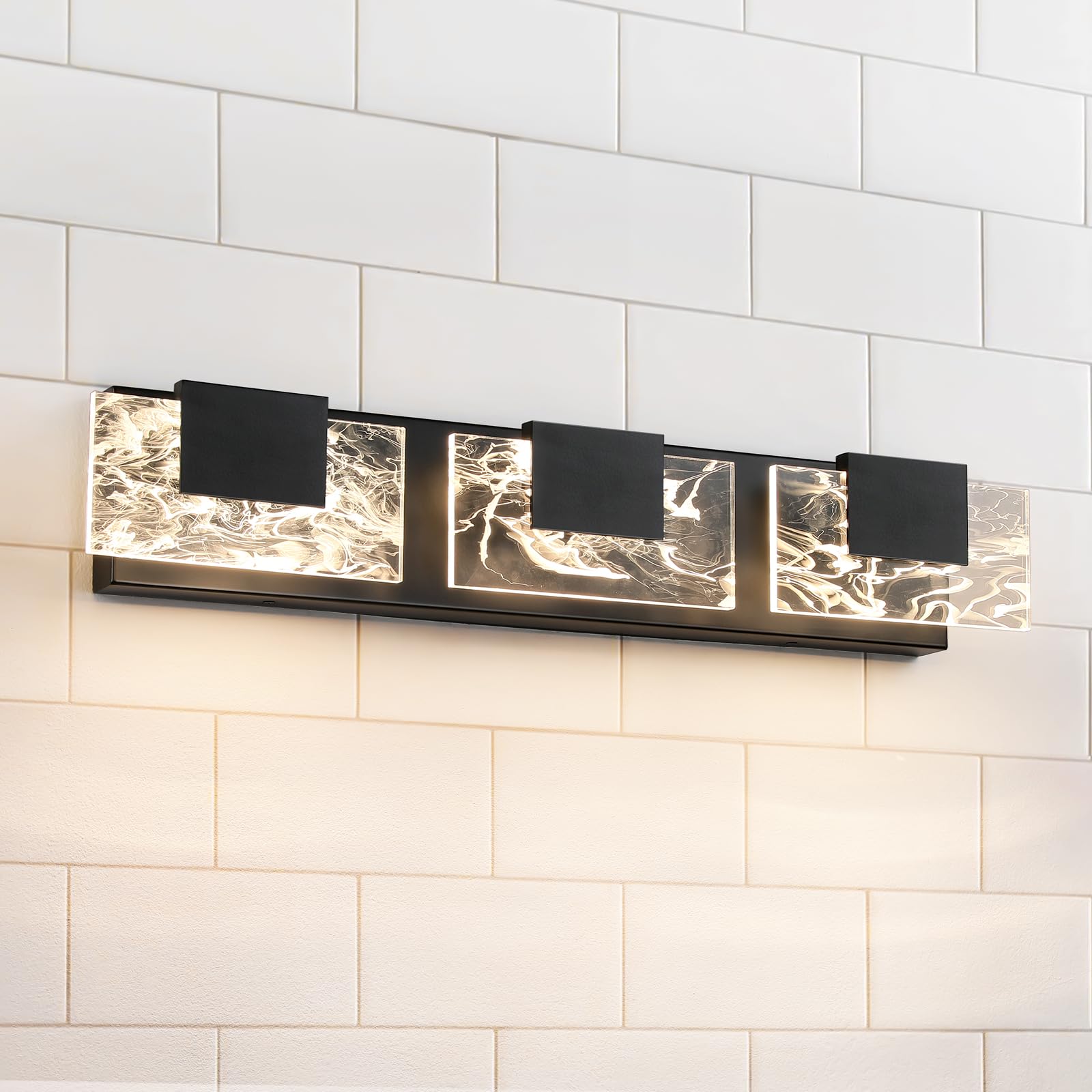 HAHZT LED Bathroom Vanity Light: 24in Matte Black Acrylic Modern ...