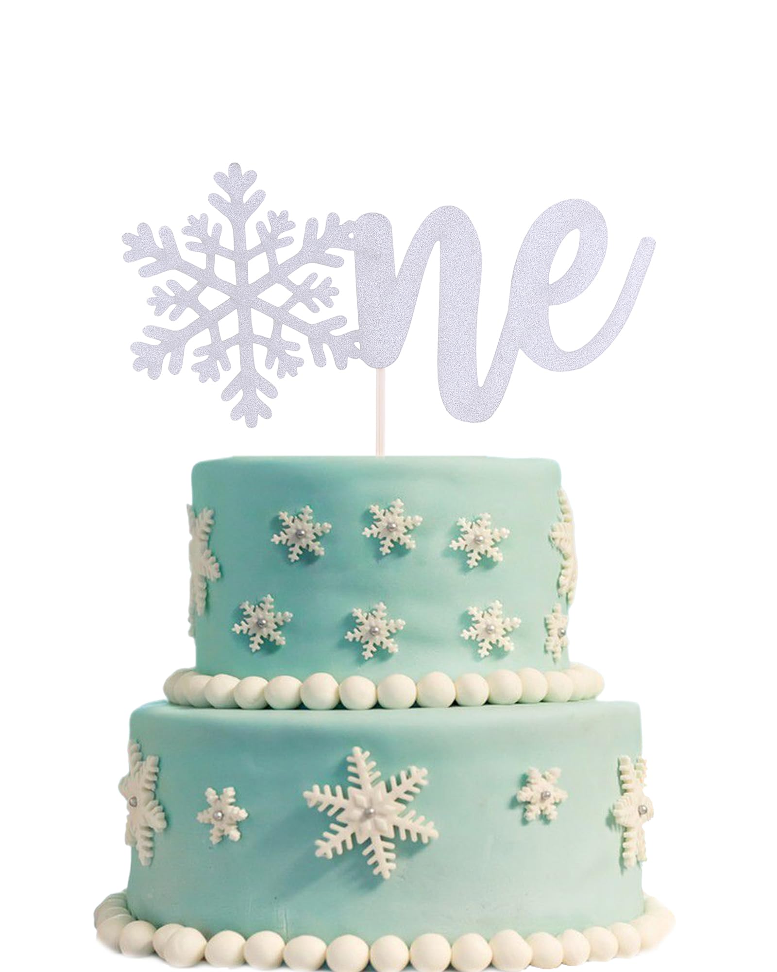 Amazon.com: Snowflake One Cake Topper - Silver Glittery First Birthday ...