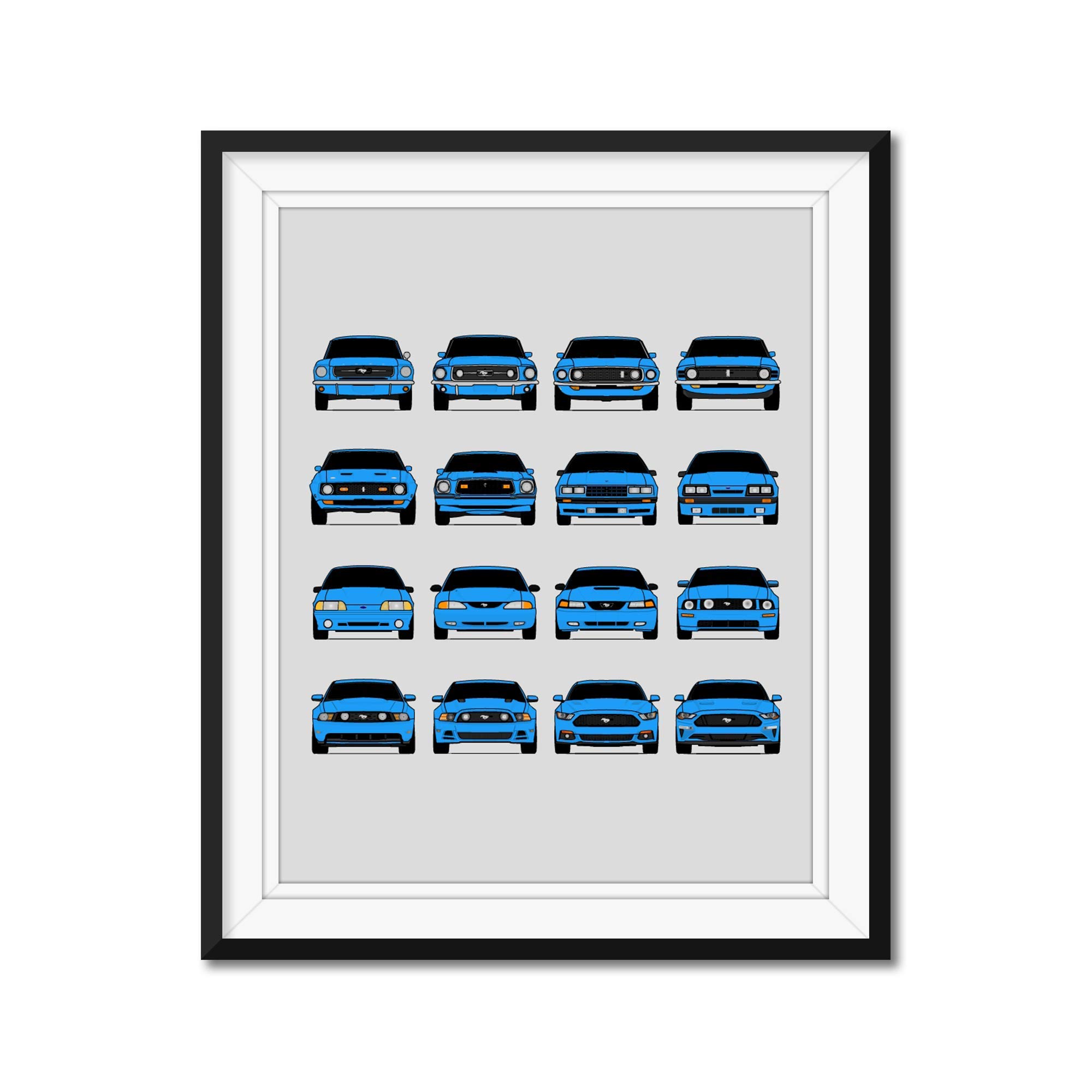 Buy Ford Mustang Car Print Inspired by History and Evolution of Ford ...