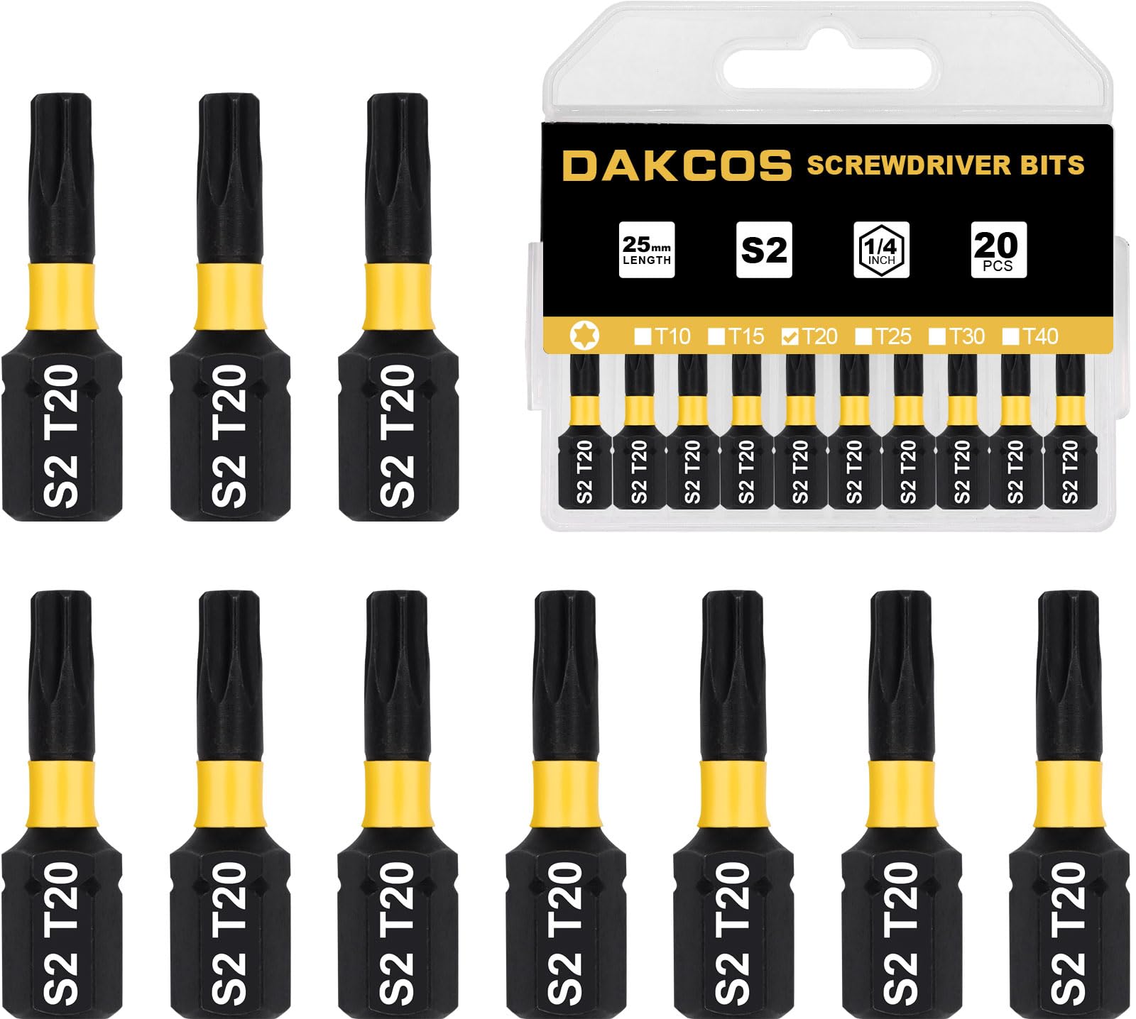 DAKCOS T20 Torx Bit, Impact Driver Bits, 1/4" Screwdriver Bit Sets ...