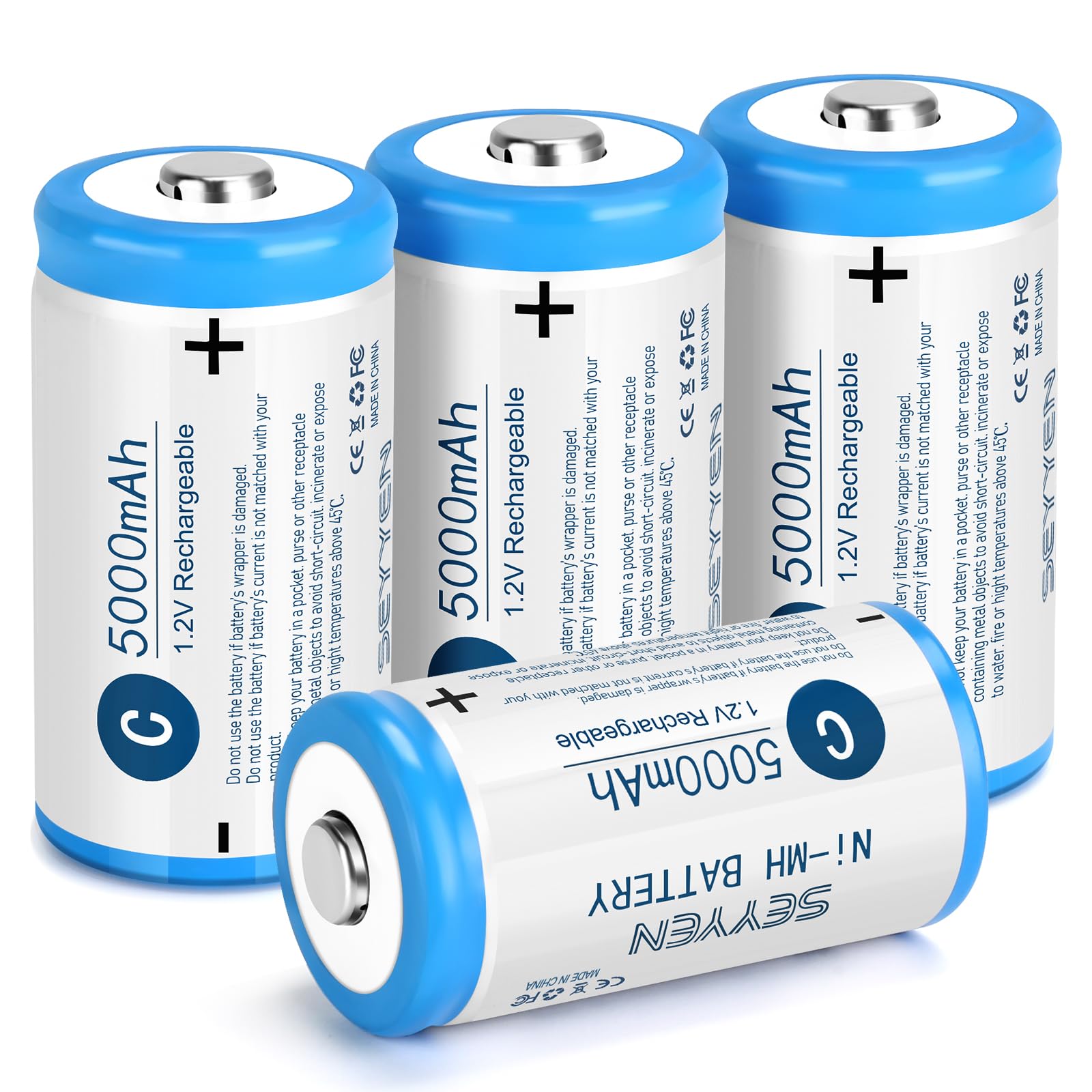 Amazon.com: messule NiMH Rechargeable C Batteries 4 Pack,1.2V 5000mAh ...