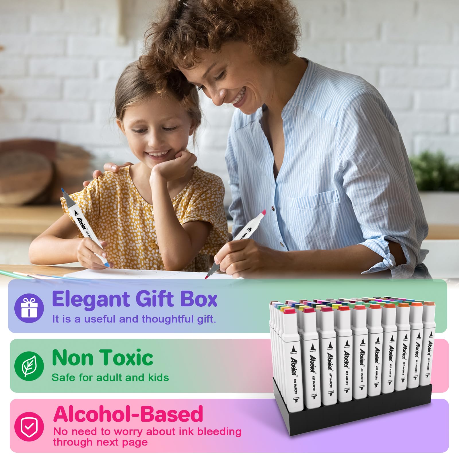 Snapklik.com : 60 Colors Alcohol Markers Set, Dual Tips Blender Art ...
