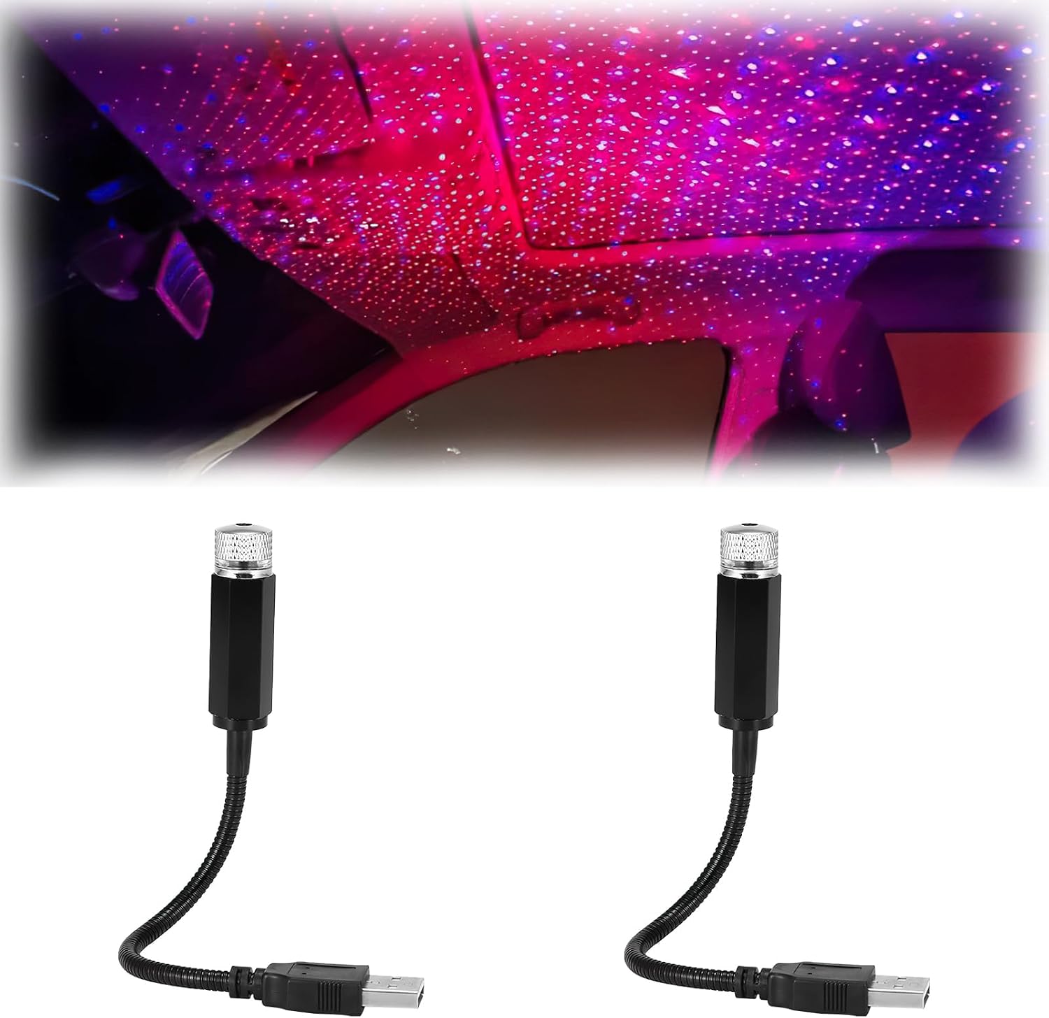 Sughug 2pcs Lumière d'Ambiance LED, Lampe de Toit USB pour Voiture ...