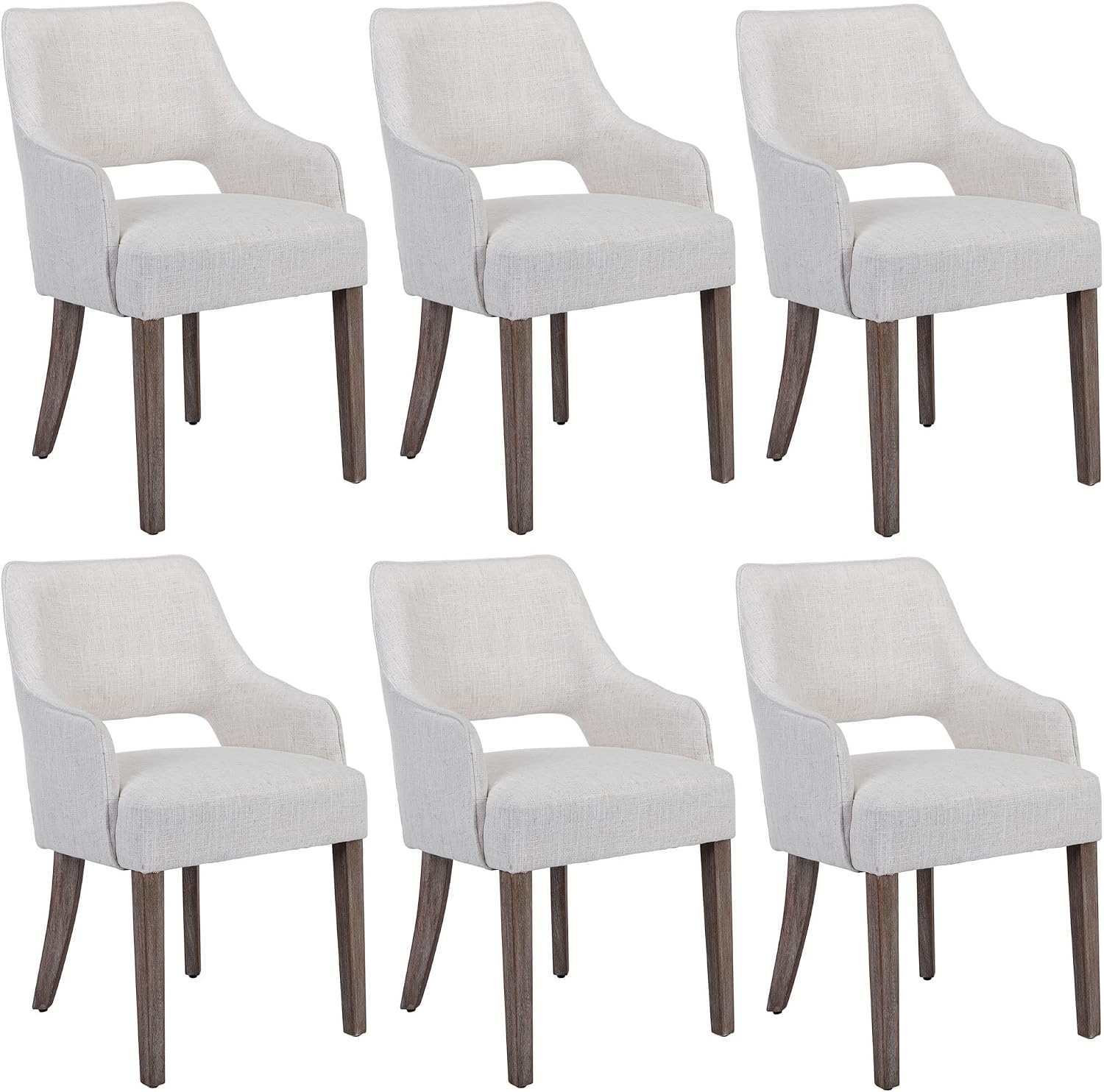 Amazon.com - DM Furniture Linen Dining Chairs Set of 6 Upholstered ...