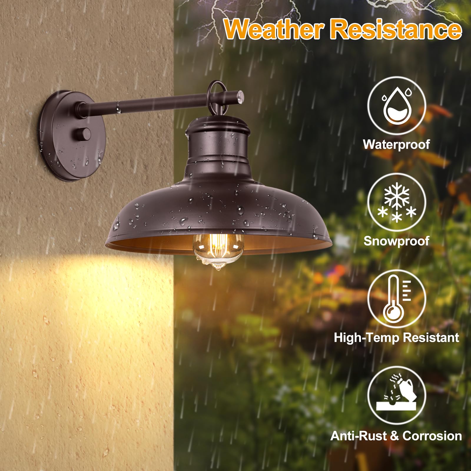 Snapklik.com : 2-Pack Brown Wall Sconces, Farmhouse Exterior Barn Light ...