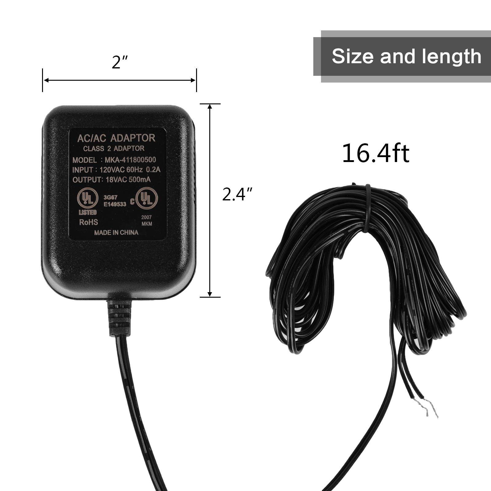 AC Doorbell Power Adapter, 18V 500MA Doorbell Transformer,, 54% OFF