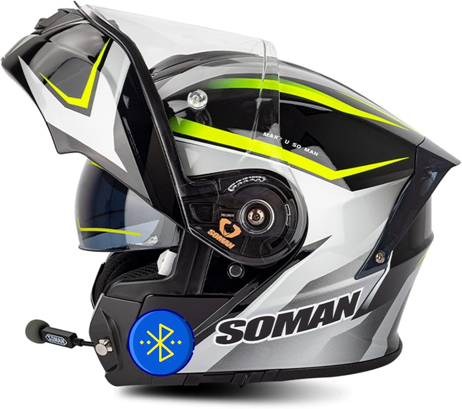 HZIH Motorrad Motorradhelm Klapphelm Bluetooth Integriert Integralhelm ...