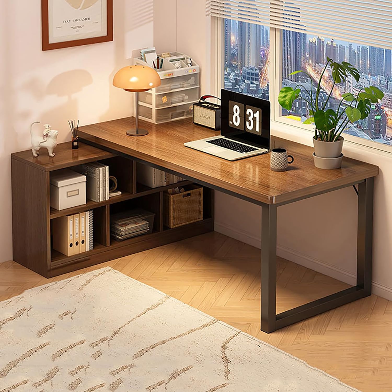 Amazon.com: L-Shaped Computer Desk with Shelves,Home Office Desk L ...