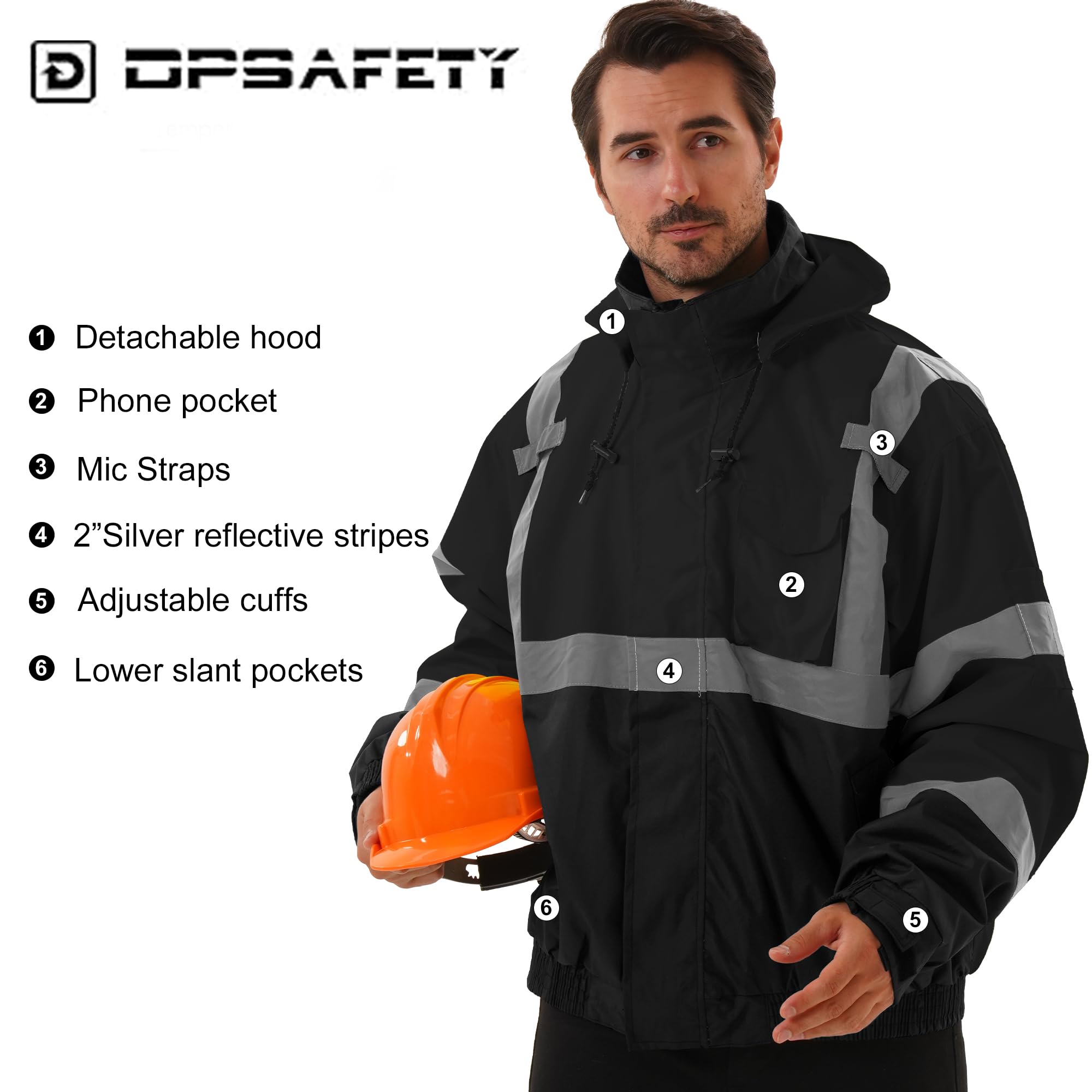 Snapklik.com : 3 In 1 Safety jacket,Reflective High Visibility Hooded ...