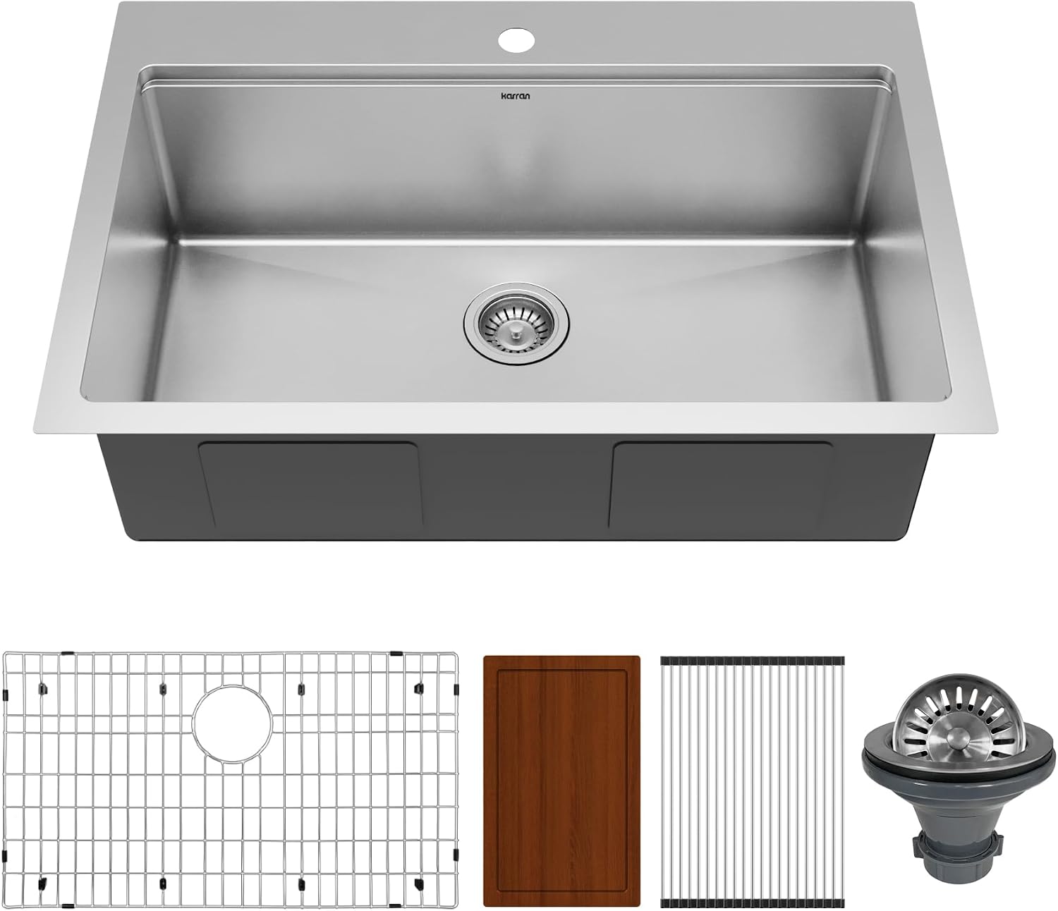 Karran Elite 33” Top Mount Workstation Kitchen Sink, 16-Gauge T304 ...