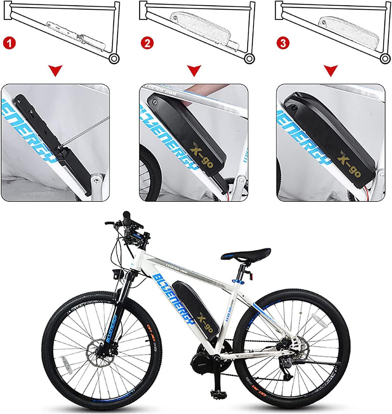 With Remote TGHY 36V/48V Ebike Battery - Rear Rack Lithium Pack With ...