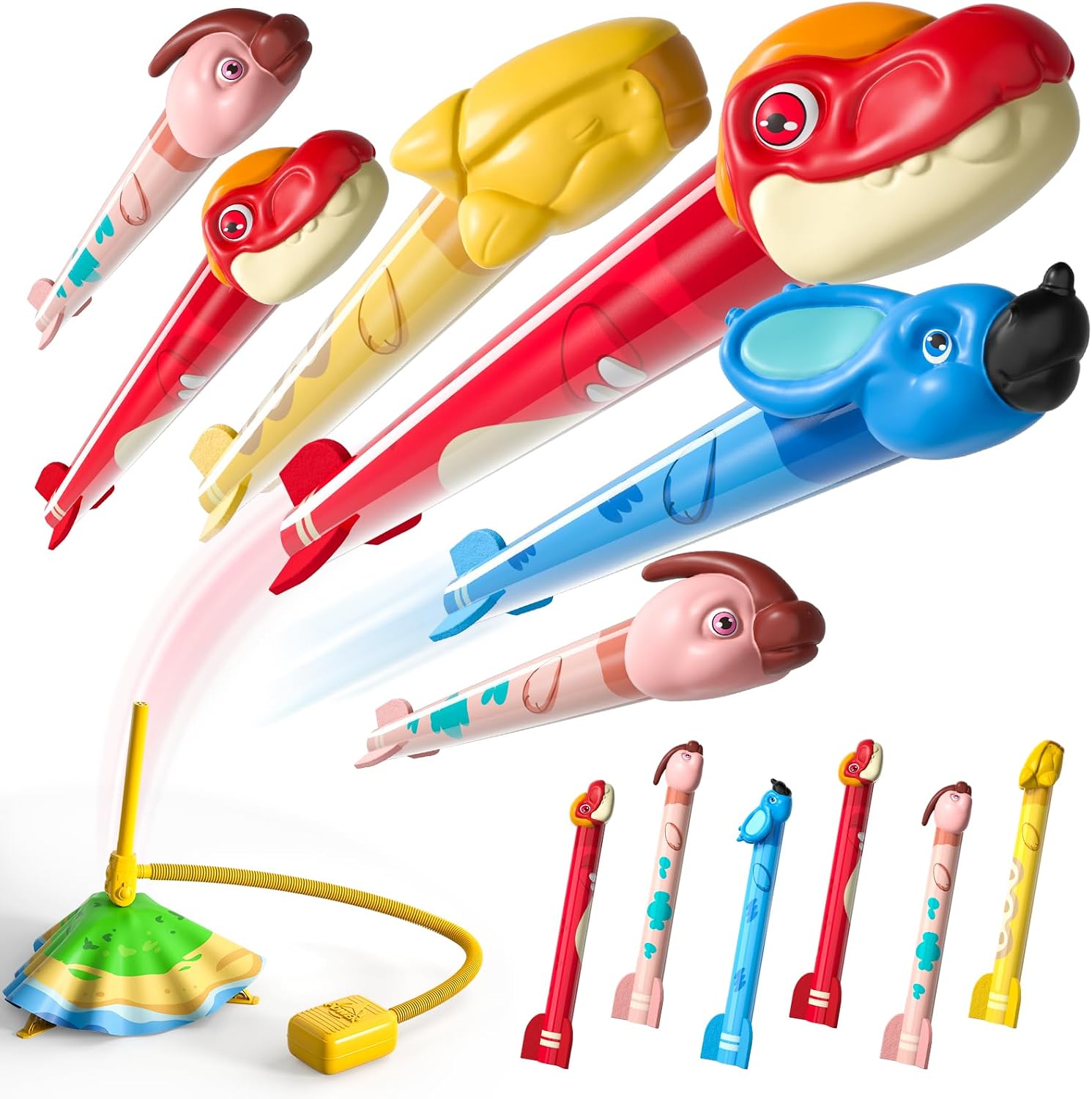 Amazon.com: Bennol Rocket Launcher Toys for Kids, 6 Foam Dinosaur ...